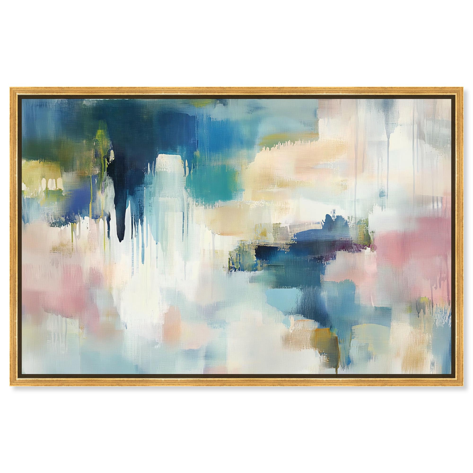 Art Remedy Cold Tones Abstract Canvas, 45" x 30", Gold Frame, Pale ...