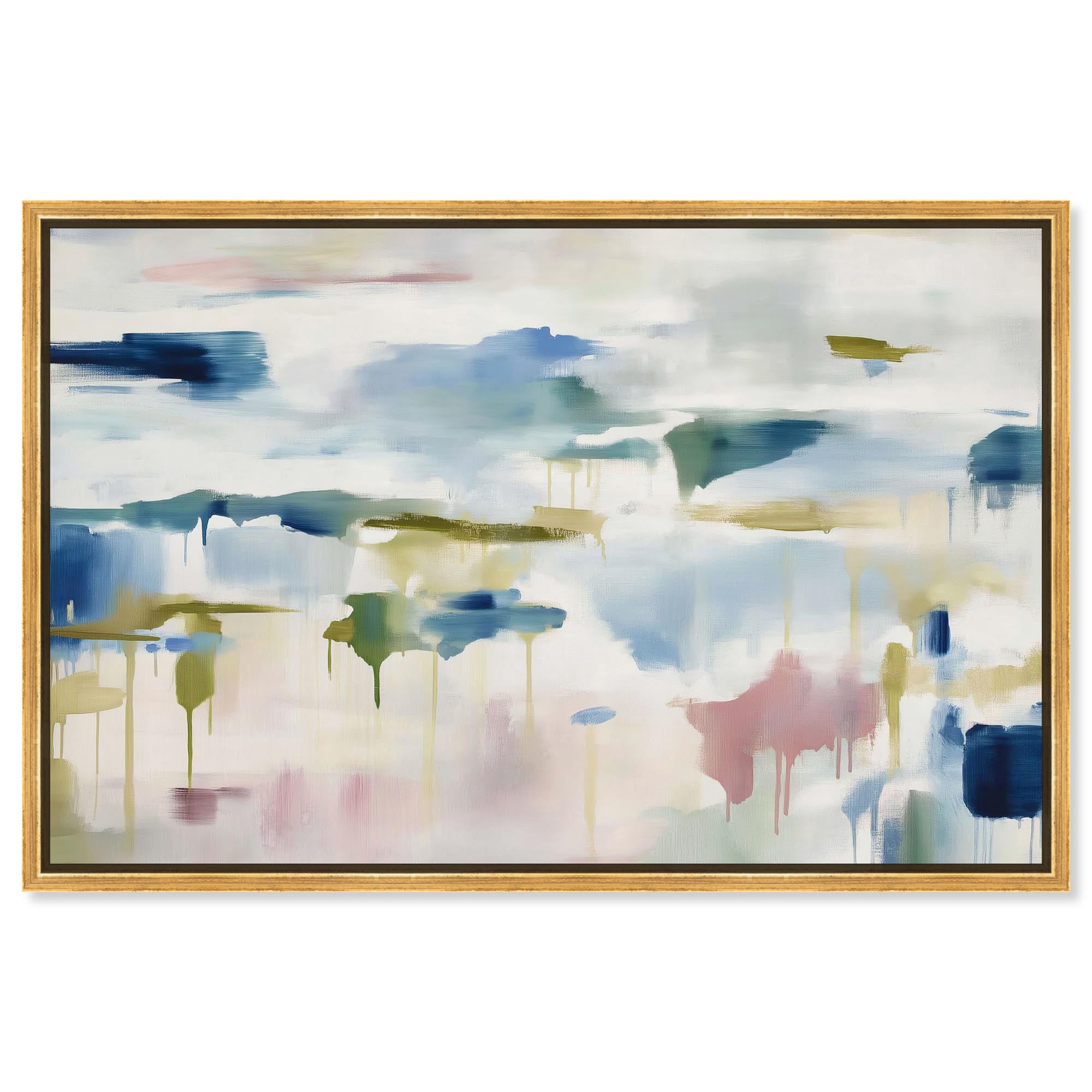 Art Remedy Cold Tones Abstract Canvas, 54" x 36", Gold Frame, Veil of ...