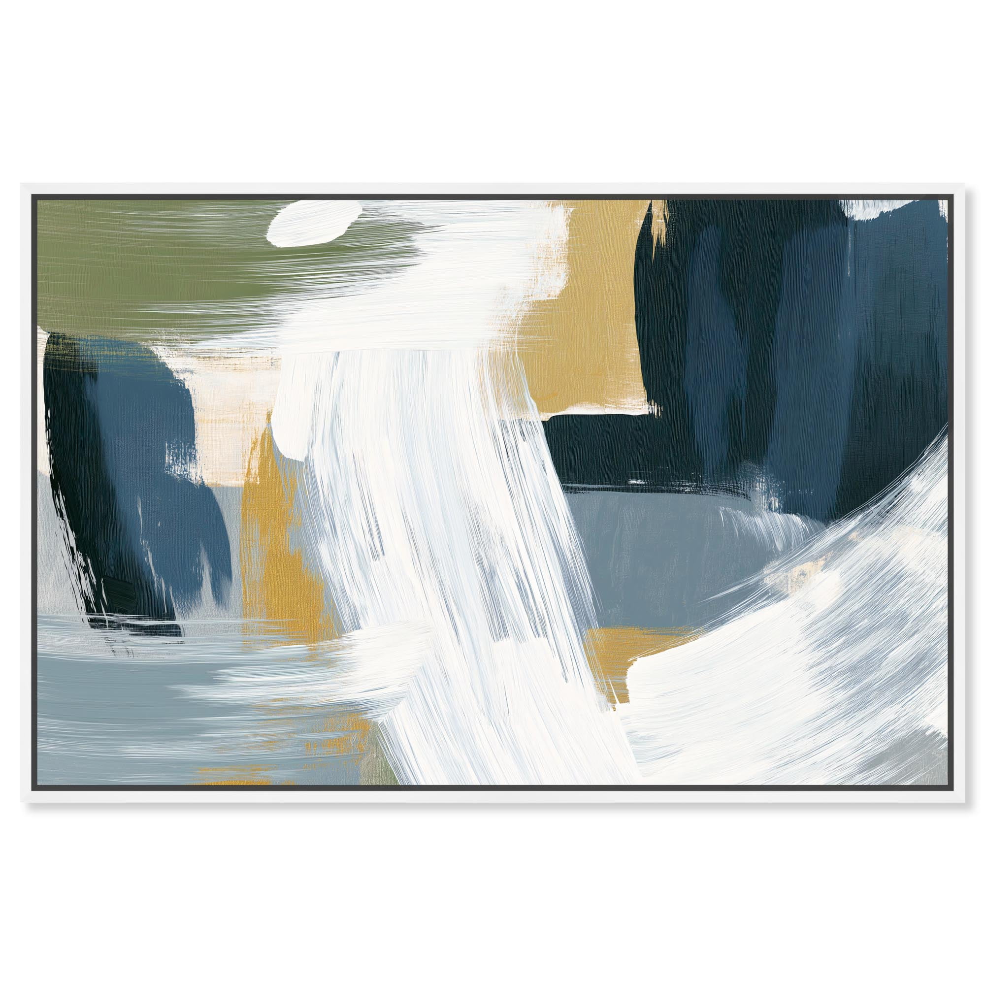 Art Remedy Color Block Abstract Canvas, 45" x 30", White Frame ...