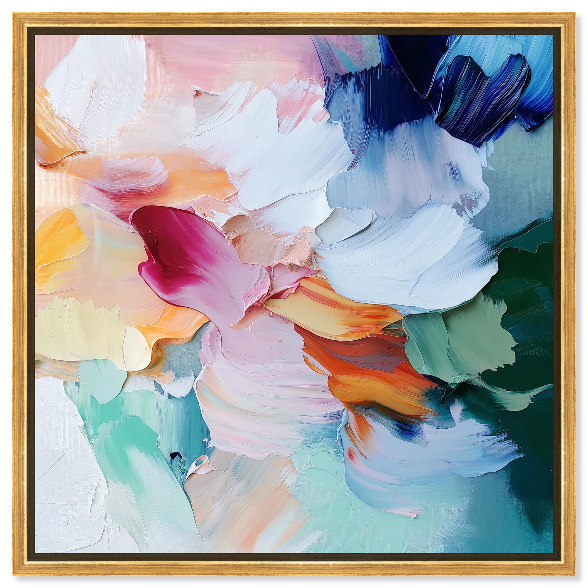 Art Remedy Colorful Abstracts Canvas, 24" x 24", Gold Frame, Visual ...