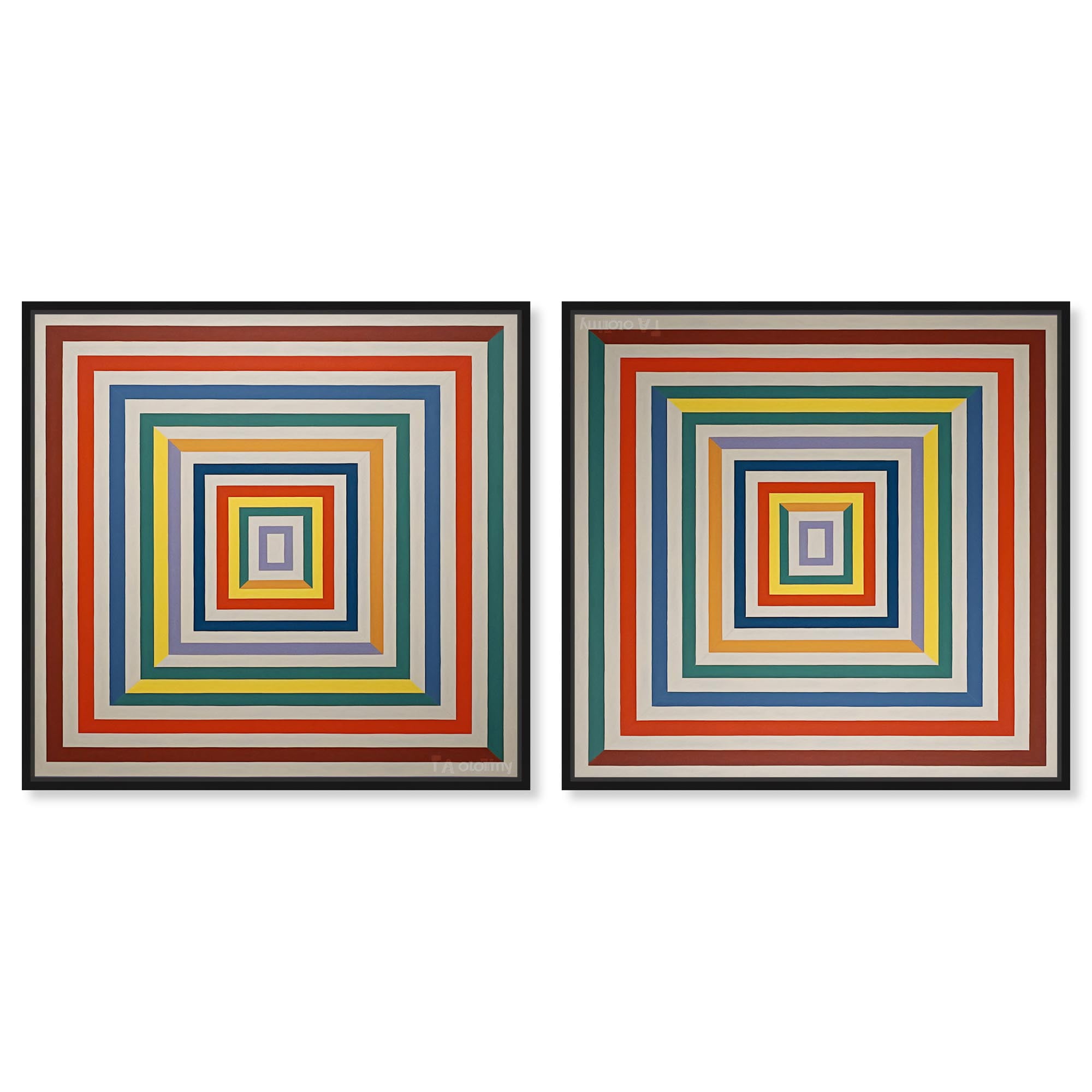 Art Remedy Contemporary Art Canvas, 12" x 12", Black Frame, Squares ...