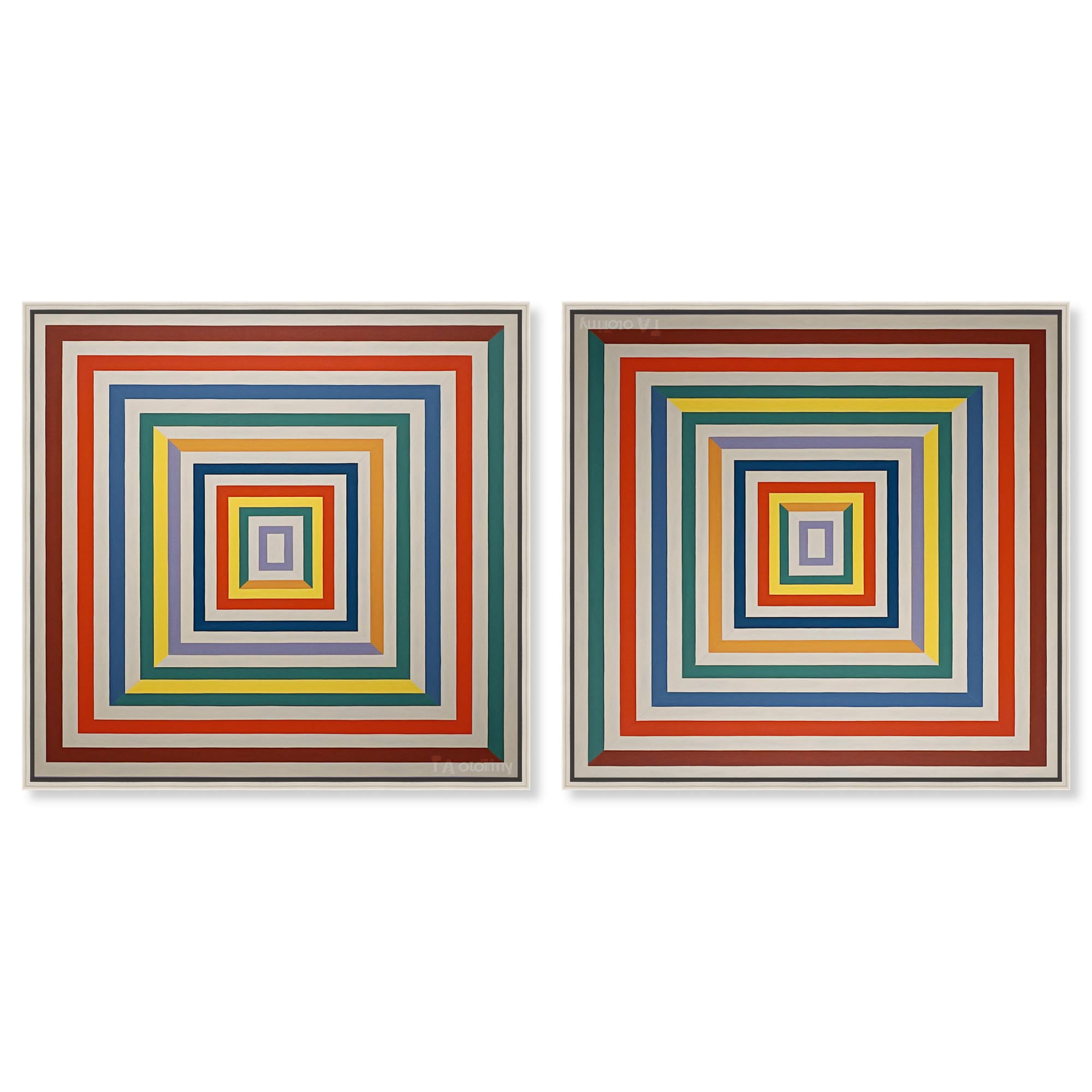 Art Remedy Contemporary Art Canvas, 12" x 12", Silver Frame, Squares ...