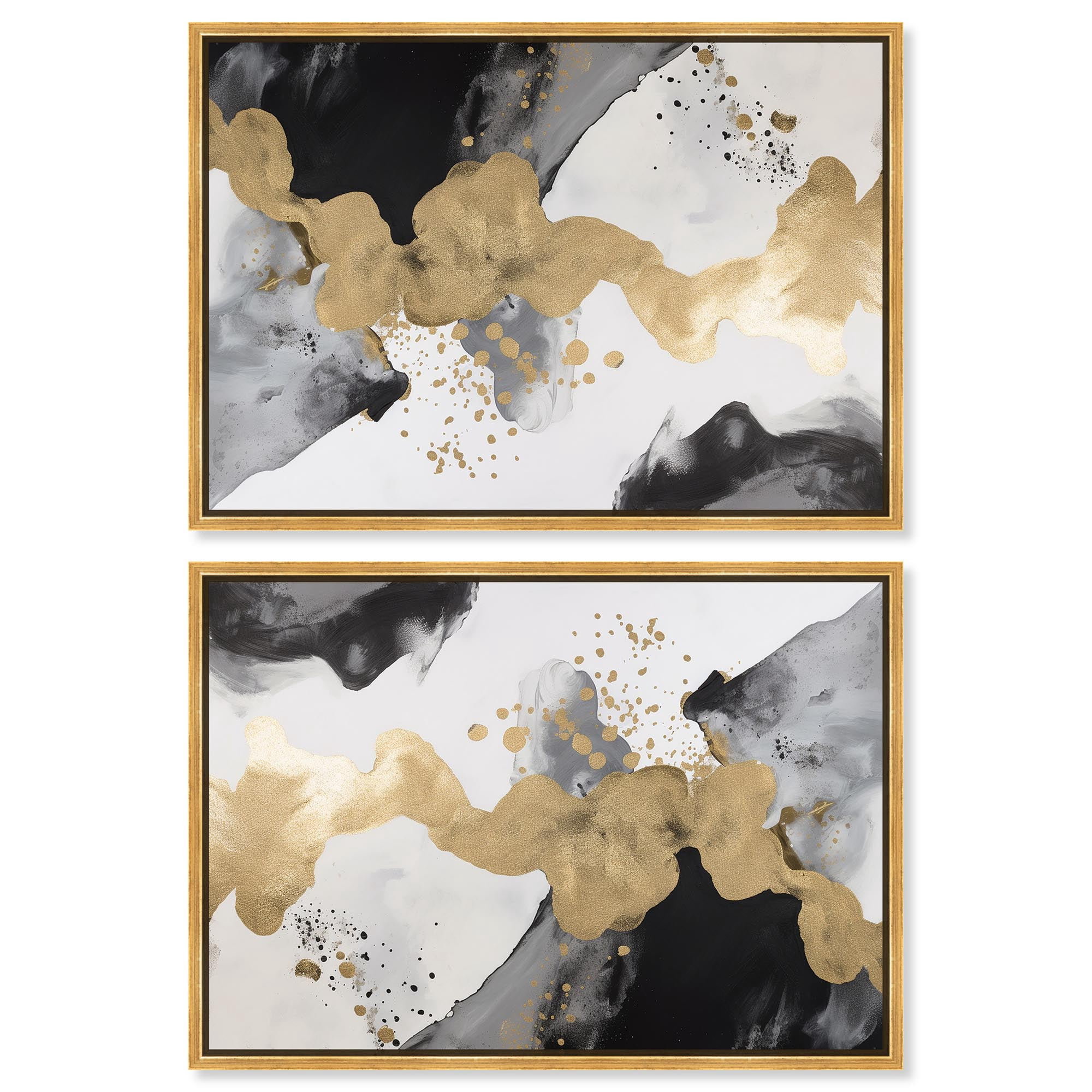 Art Remedy Contemporary Art Canvas, 36" x 24", Gold Frame, Golden ...