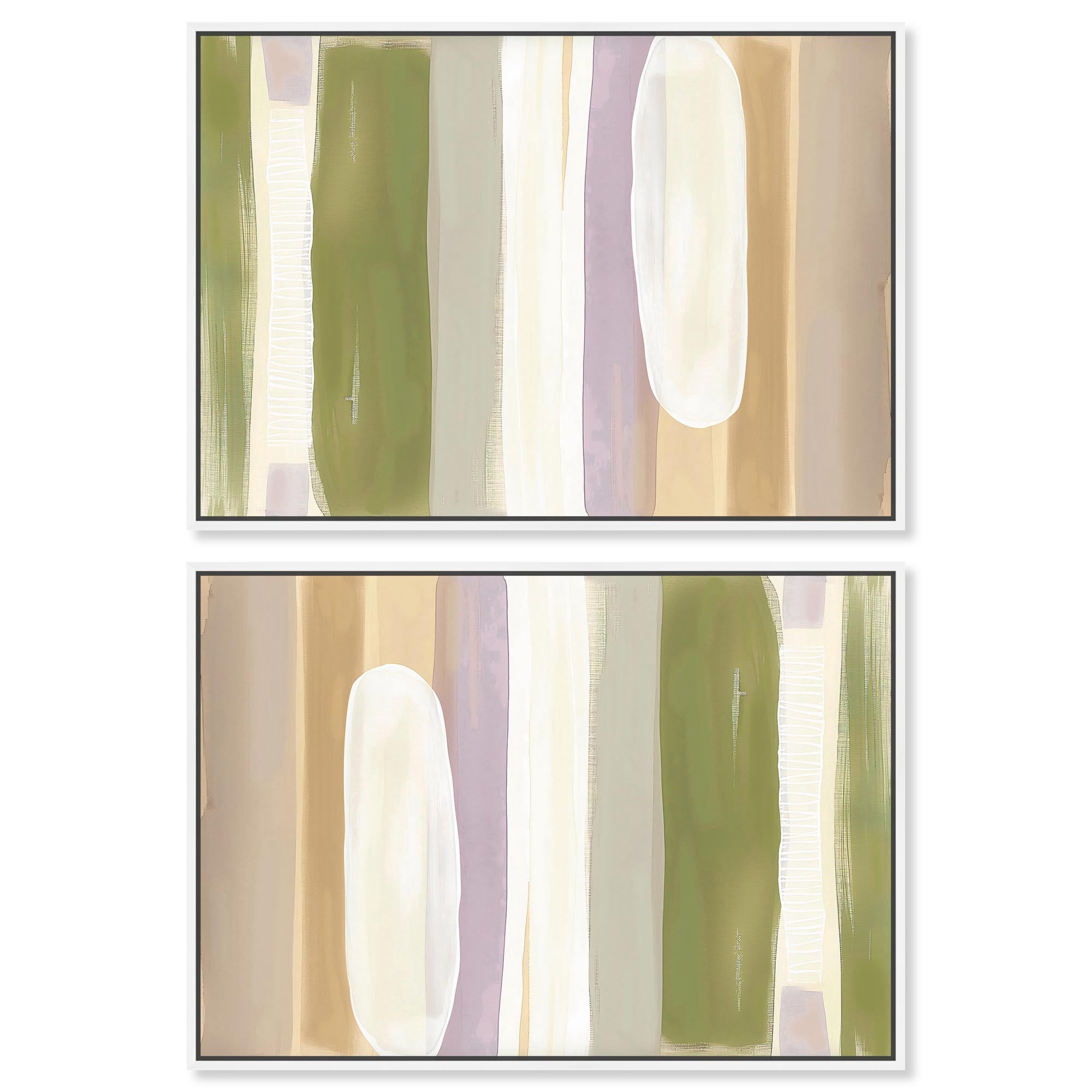 Art Remedy Contemporary Shapes Canvas, 30" x 20", White Frame, Verdant ...