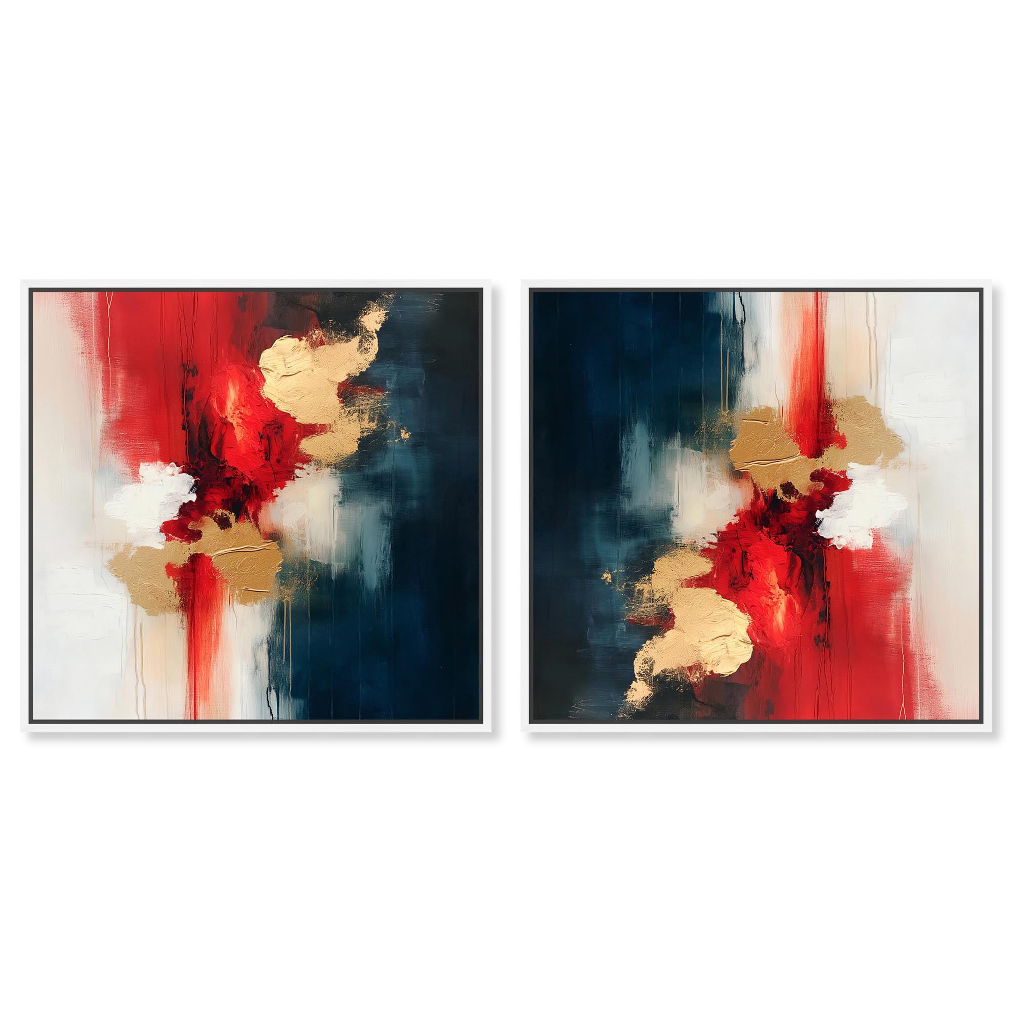 Art Remedy Dark Abstracts Canvas, 20" x 20", White Frame, Crimson Fall ...