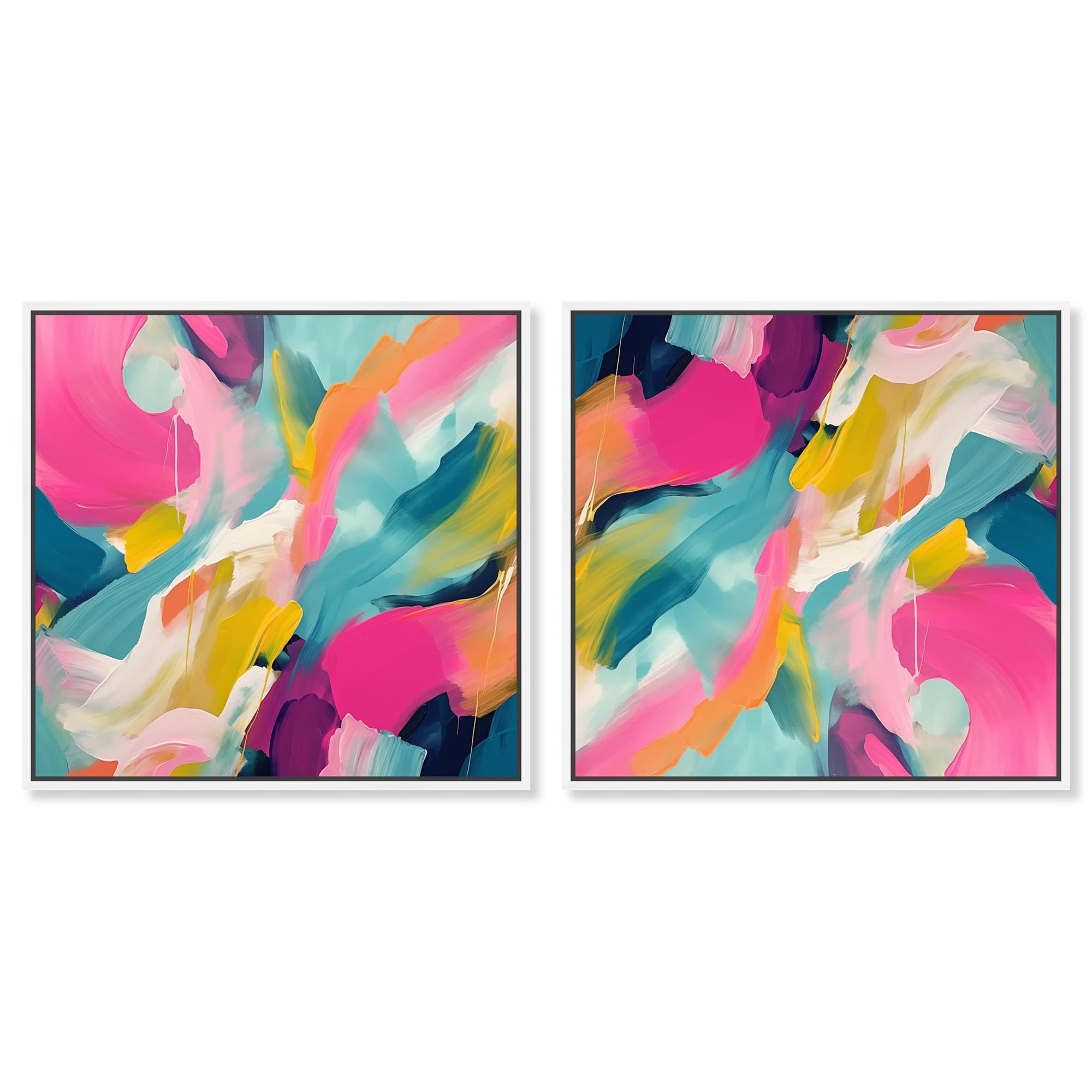 Art Remedy Dopamine Art Canvas, 30" x 30", White Frame, Prismatic Flow ...