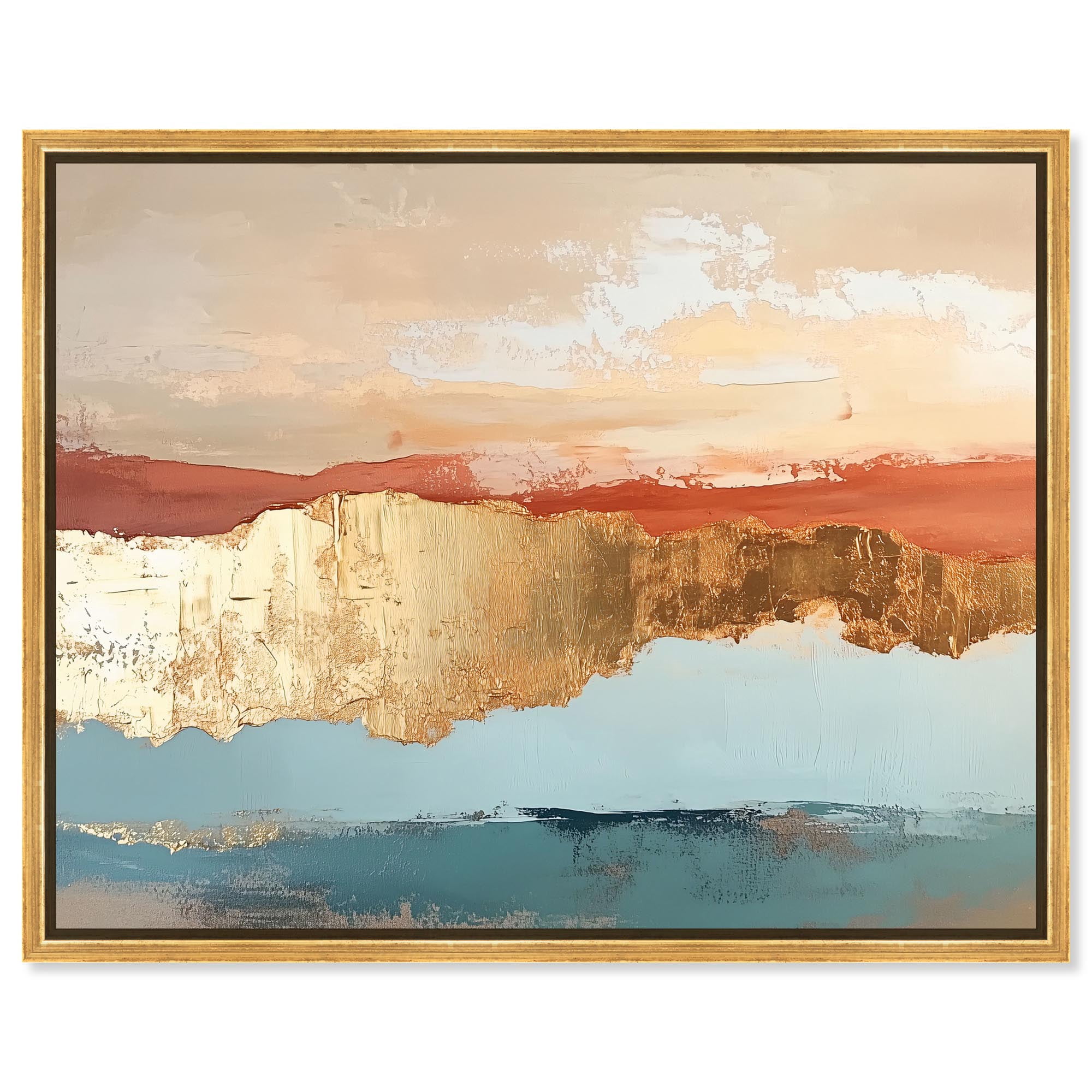 Art Remedy Earthy Abstracts Canvas, 30" x 24", Gold Frame, Earthy Glow ...