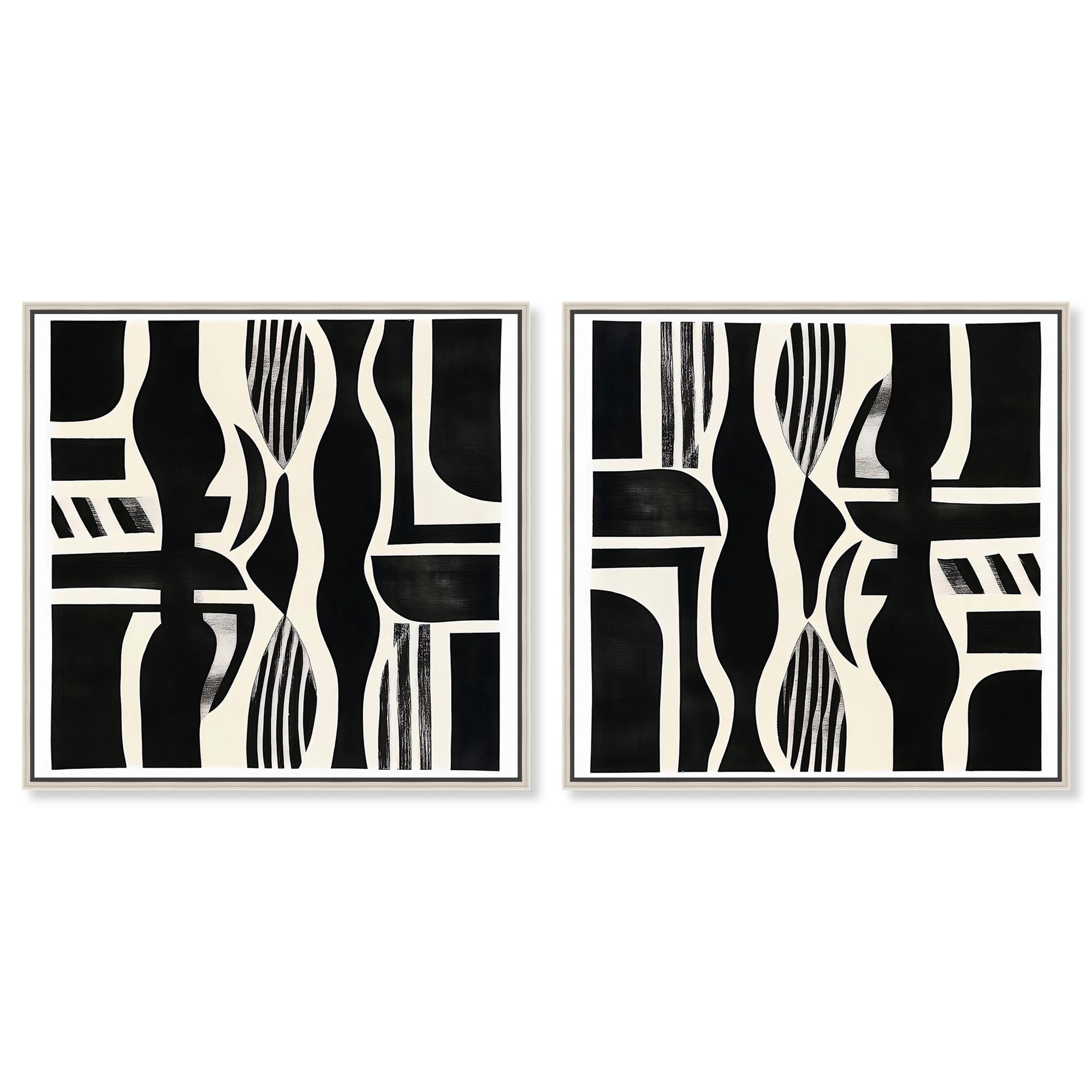 Art Remedy Elegant Boho Art Canvas, 24" x 24", Silver Frame, Noir Patterns Set - Walmart.com