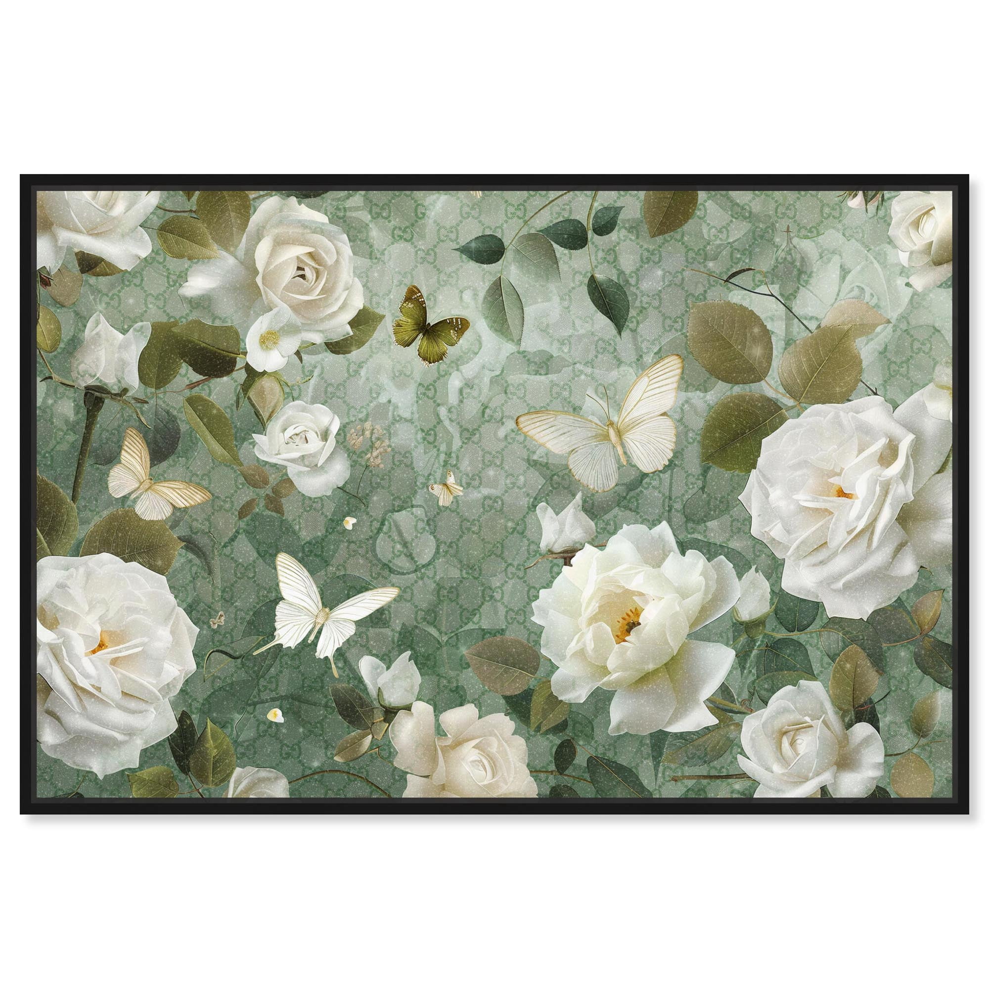 Art Remedy Elegant Glam Art Canvas, 30" x 20", Black Frame, Sage Green ...