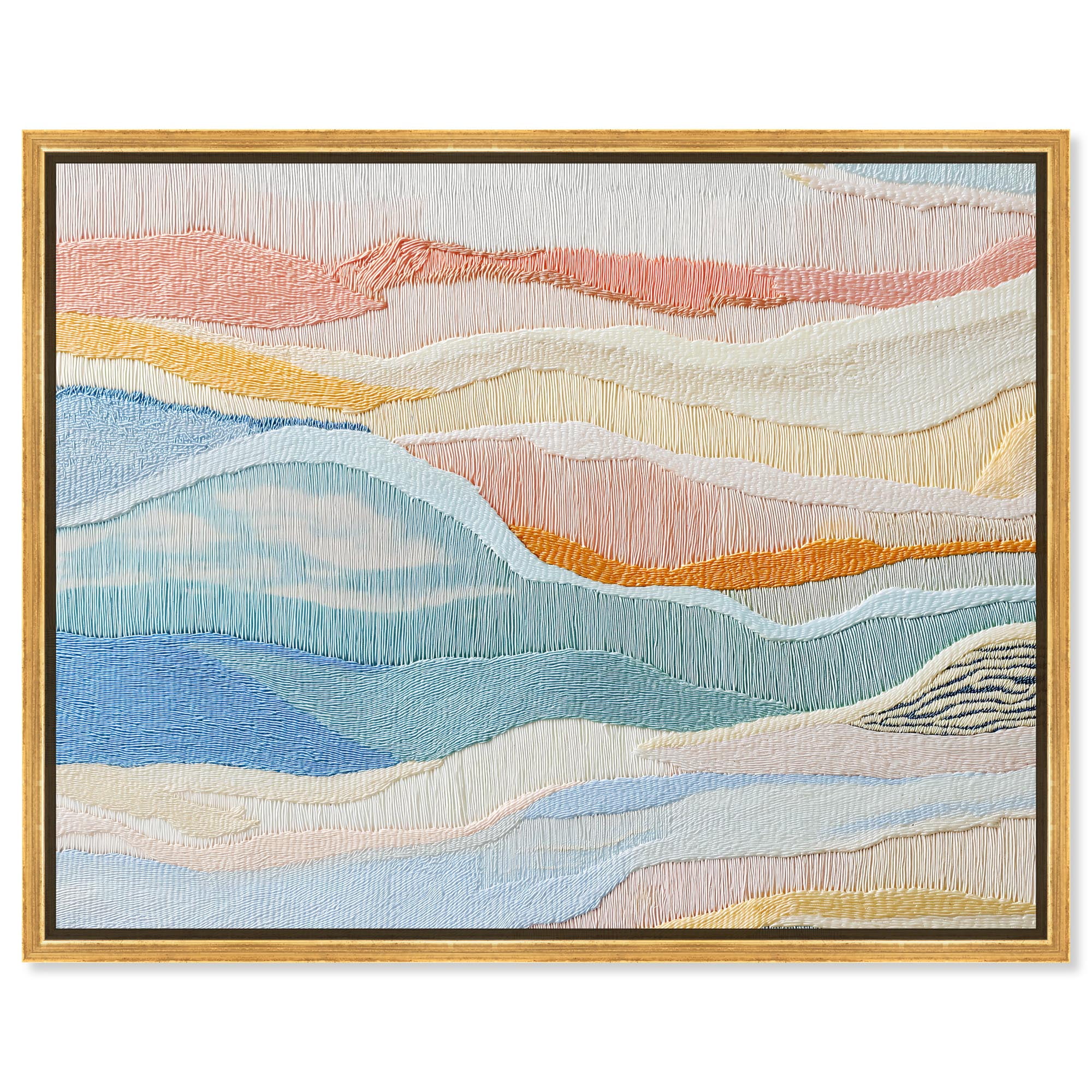 Art Remedy Embroidery Like Art Canvas, 20" x 16", Gold Frame, Morning ...