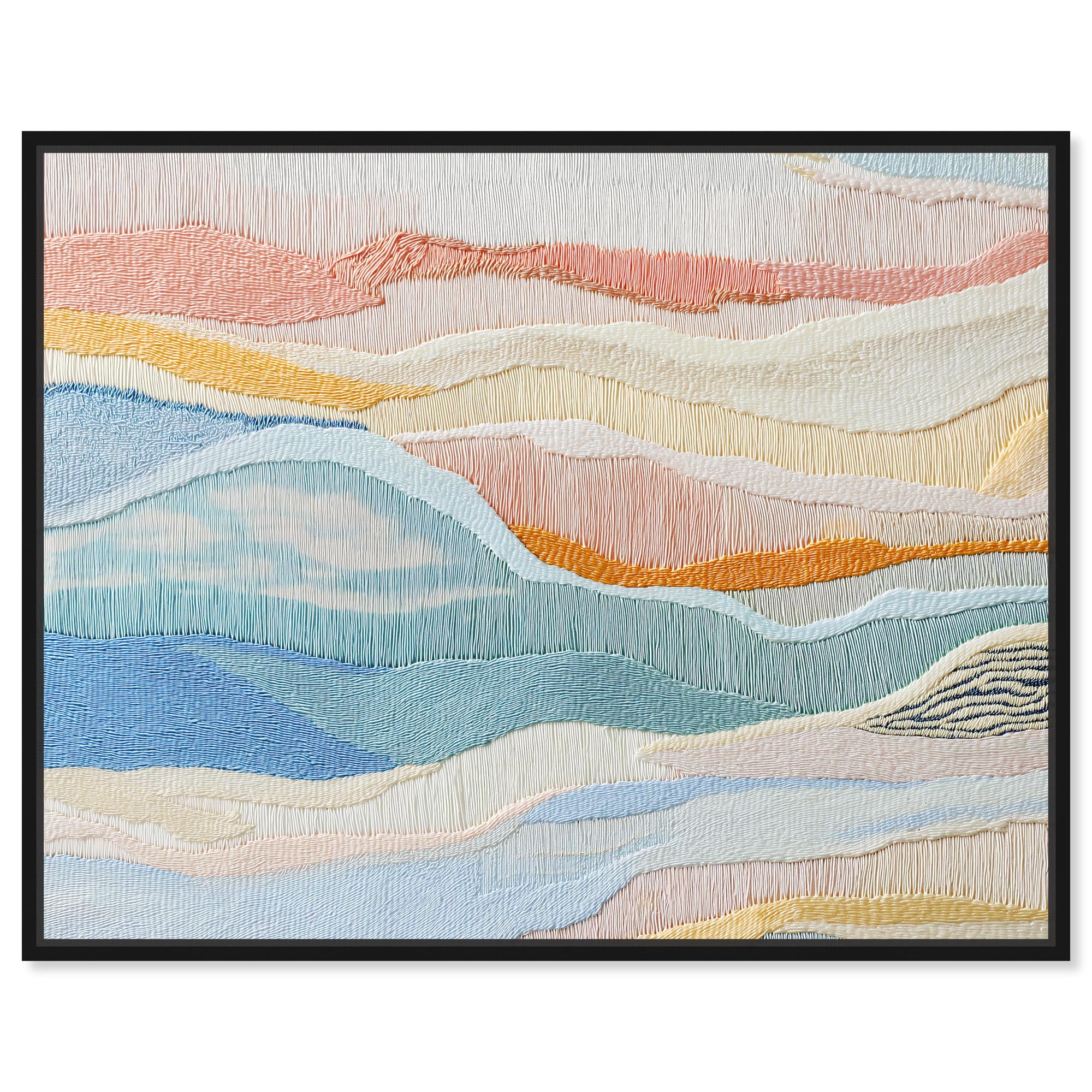 Art Remedy Embroidery Like Art Canvas, 30" x 24", Black Frame, Morning ...