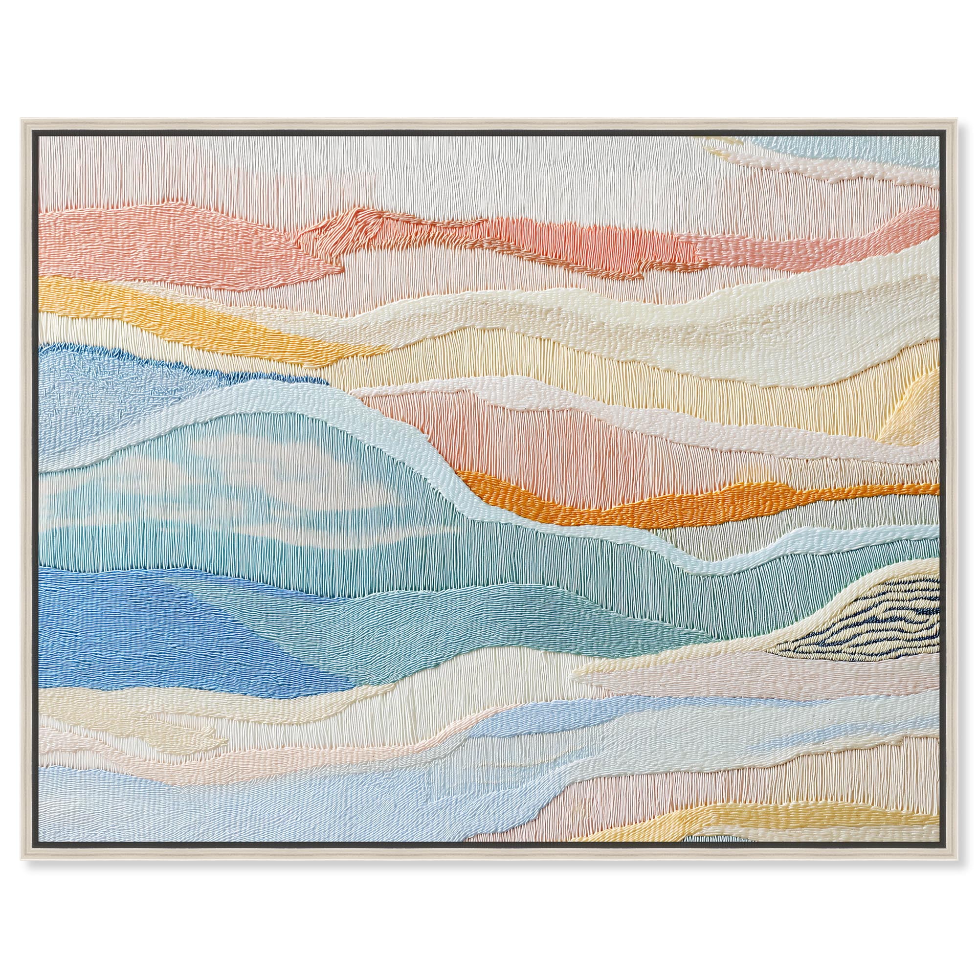 Art Remedy Embroidery Like Art Canvas, 45" x 36", Silver Frame, Morning ...