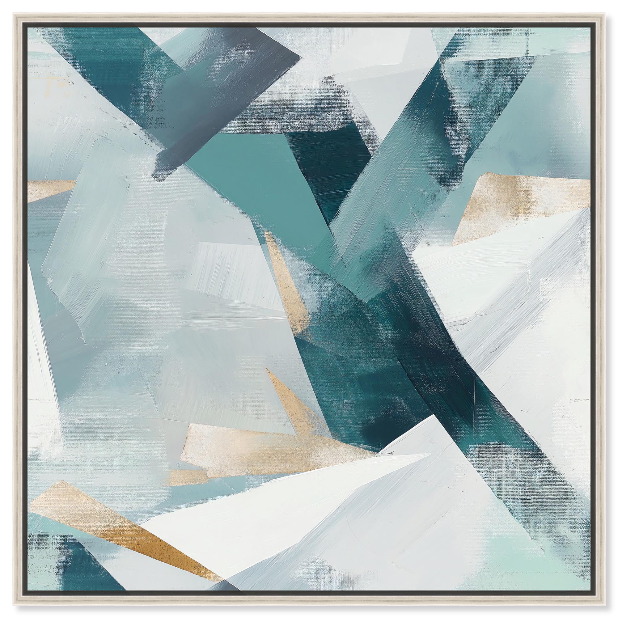 Cerulean Shard Canvas Teal Abstracts by Art Remedy, Silver Frame, 12 x 12 - Walmart.com