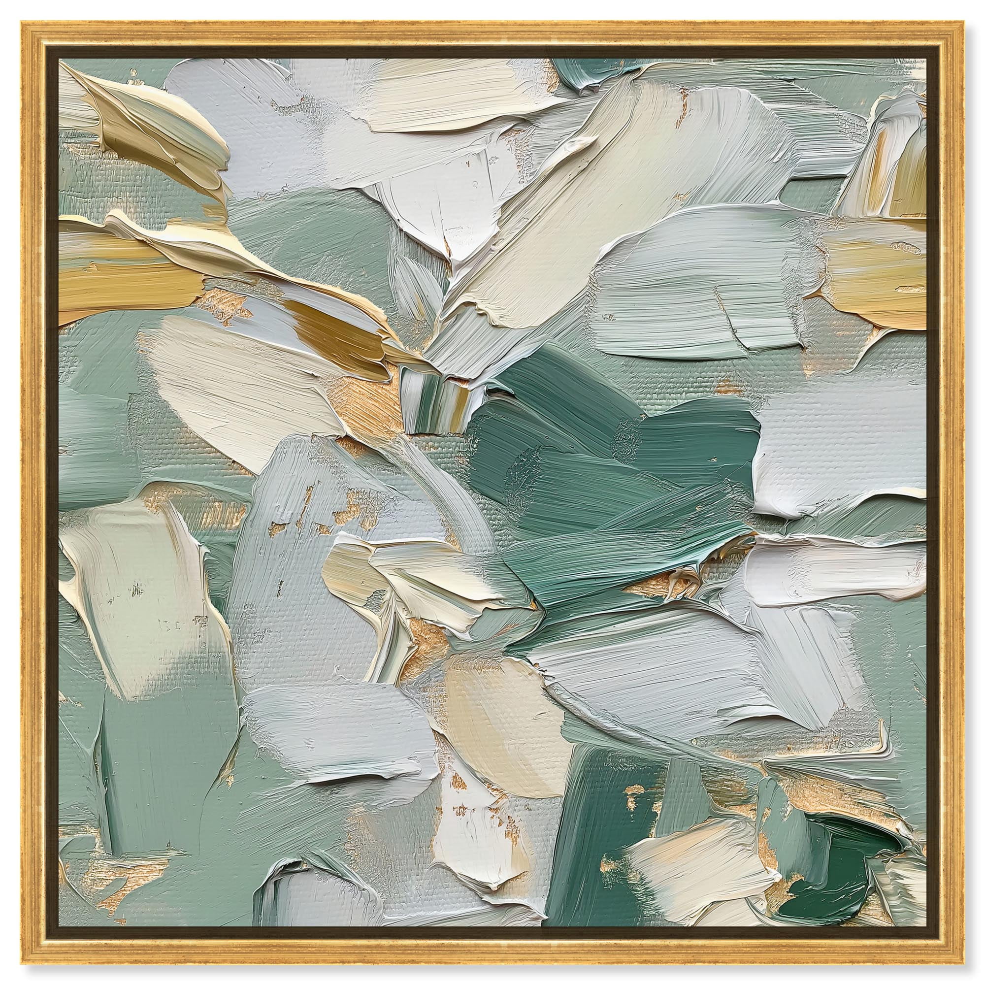 Art Remedy Faded Blue Abstract Canvas, 40" x 40", Gold Frame, Forest ...