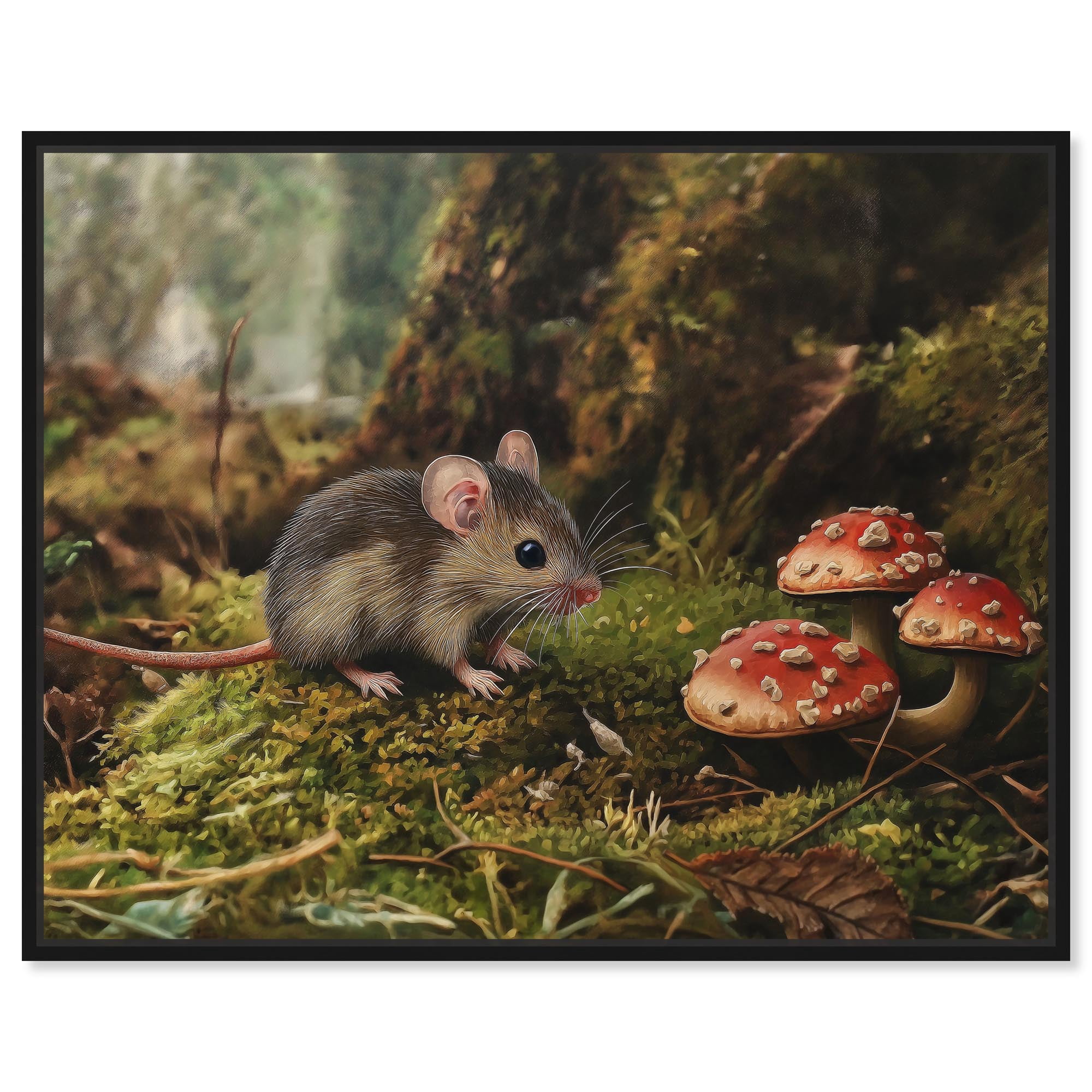 Art Remedy Farmhouse Landscape Canvas, 30" x 24", Black Frame, Mouse in ...