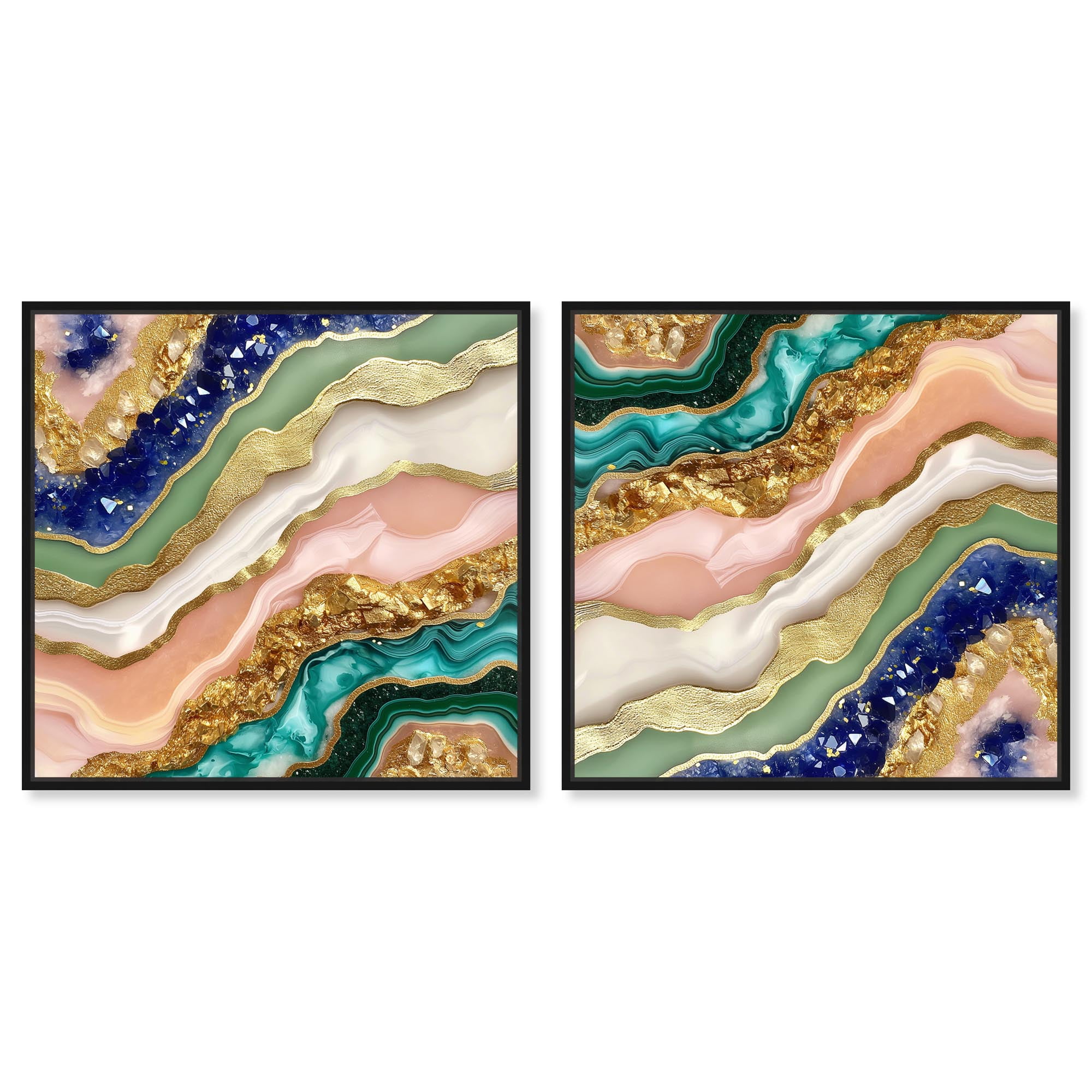 Art Remedy Geode Art Canvas, 12" x 12", Black Frame, Lustrous Elements ...