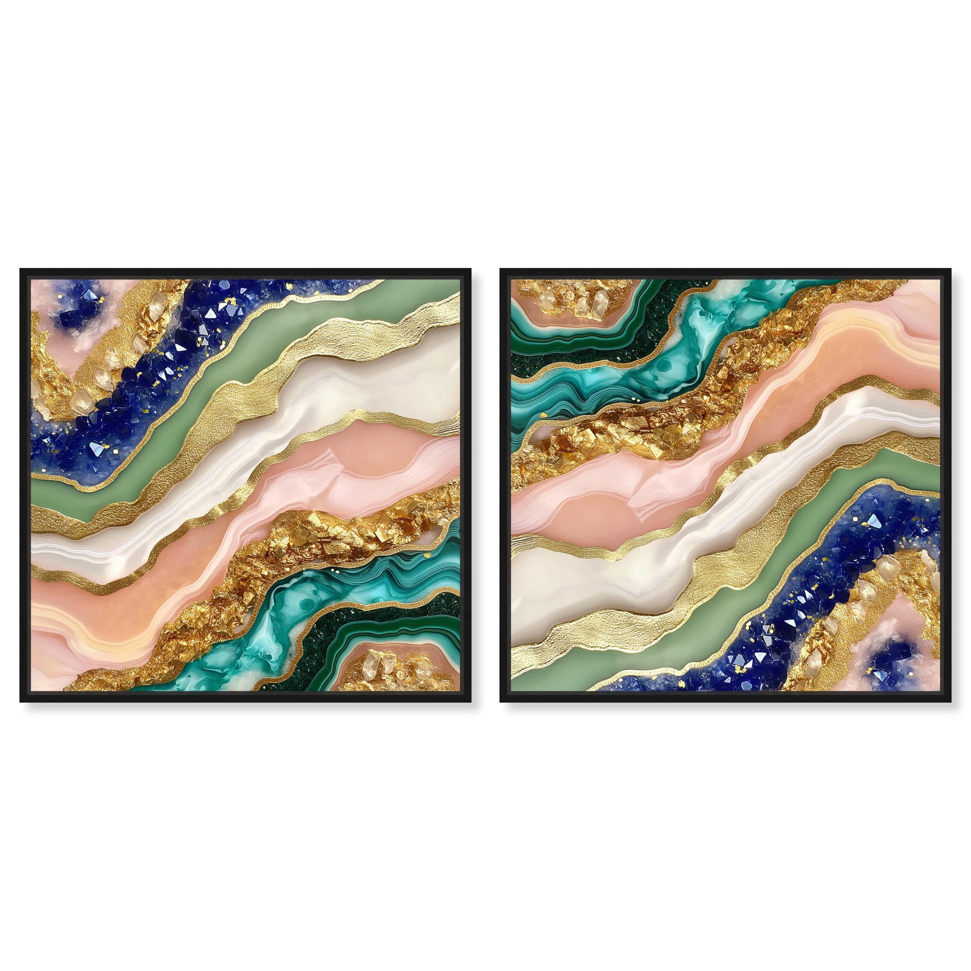 Art Remedy Geode Art Canvas, 16" x 16", Black Frame, Lustrous Elements ...