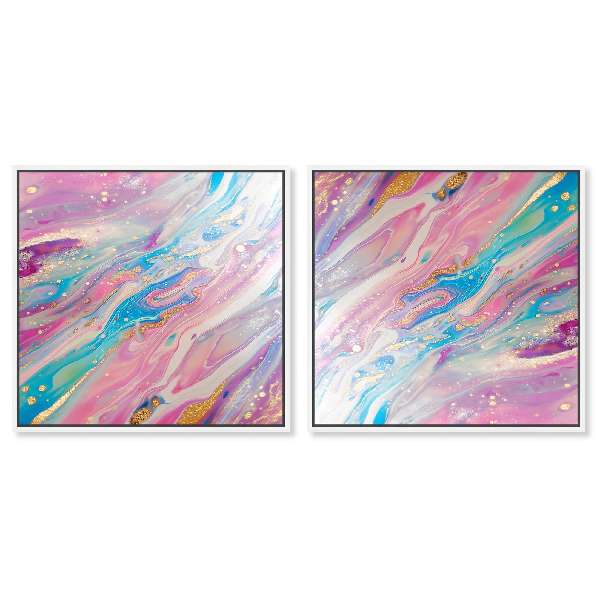 Art Remedy Geode Art Canvas, 24" x 24", White Frame, Galactic Whispers ...