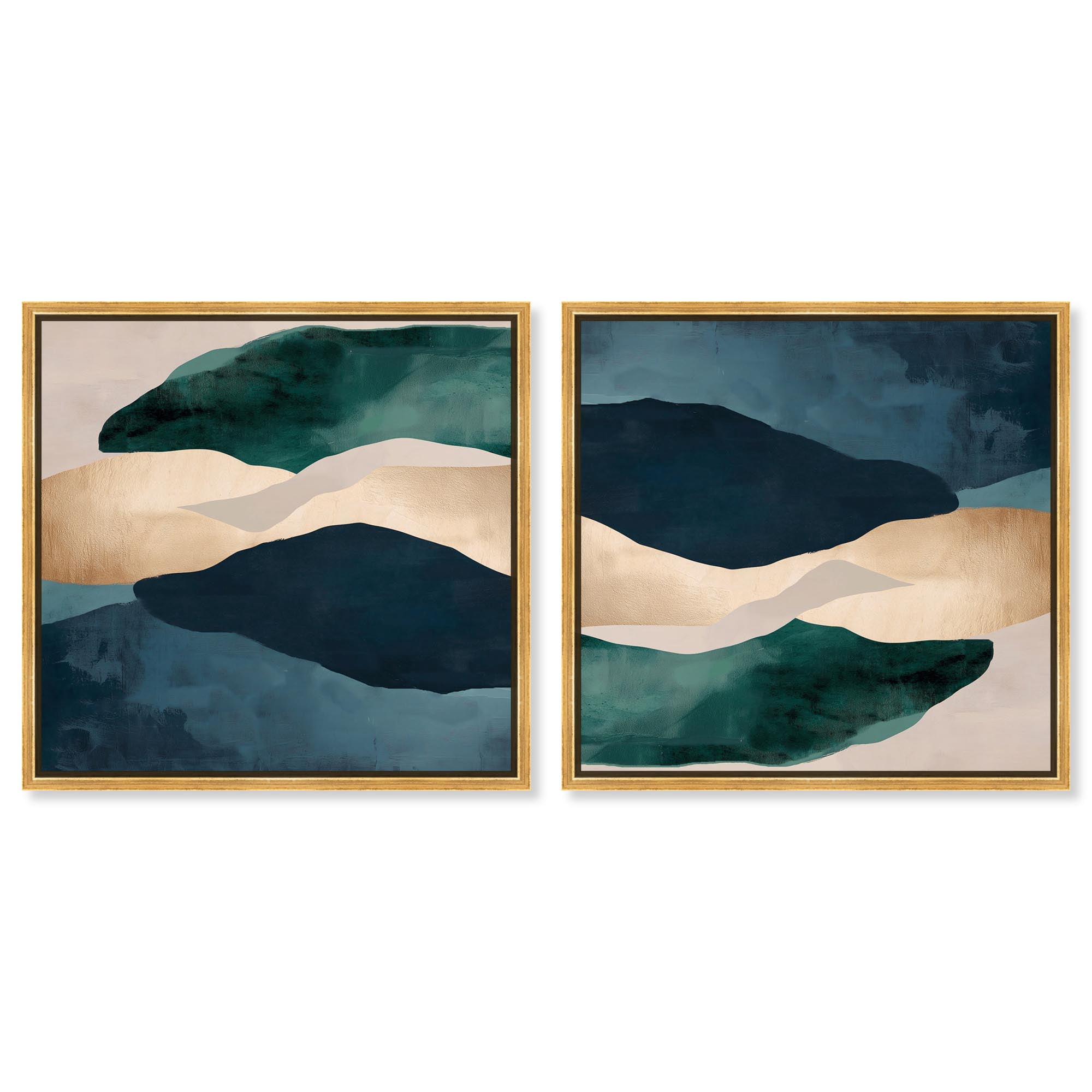 Art Remedy Geode Art Canvas, 40" x 40", Gold Frame, Navy and Emerald ...