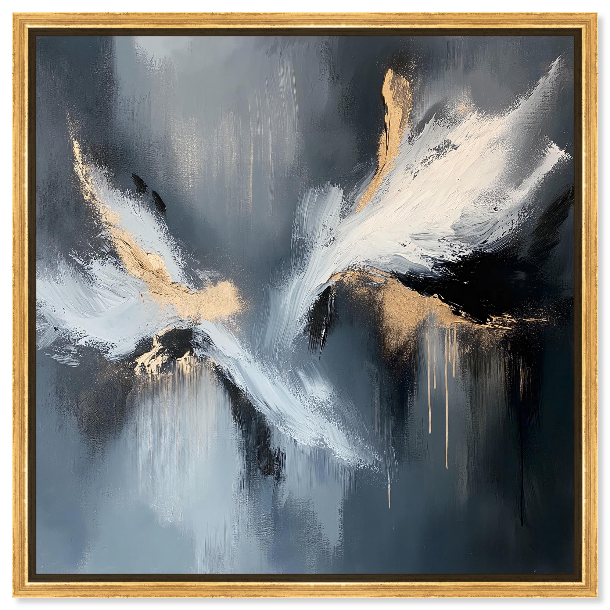 Wings of Gold Canvas Elegant Abstracts by Art Remedy, Gold Frame, 40 x ...
