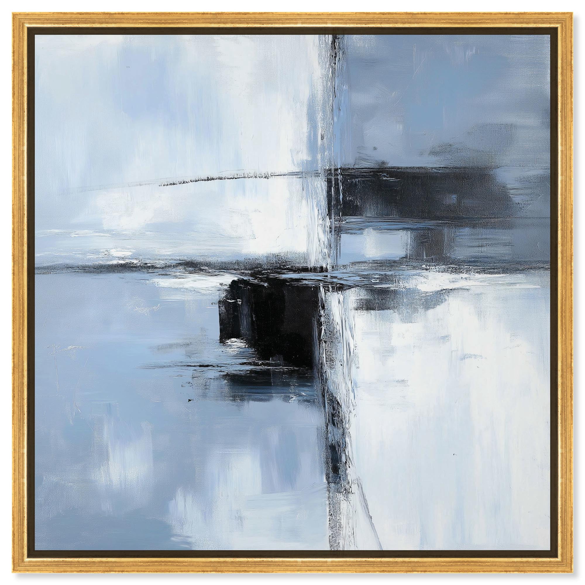 Art Remedy Gray Abstract Canvas, 40" x 40", Gold Frame, Submerged I ...