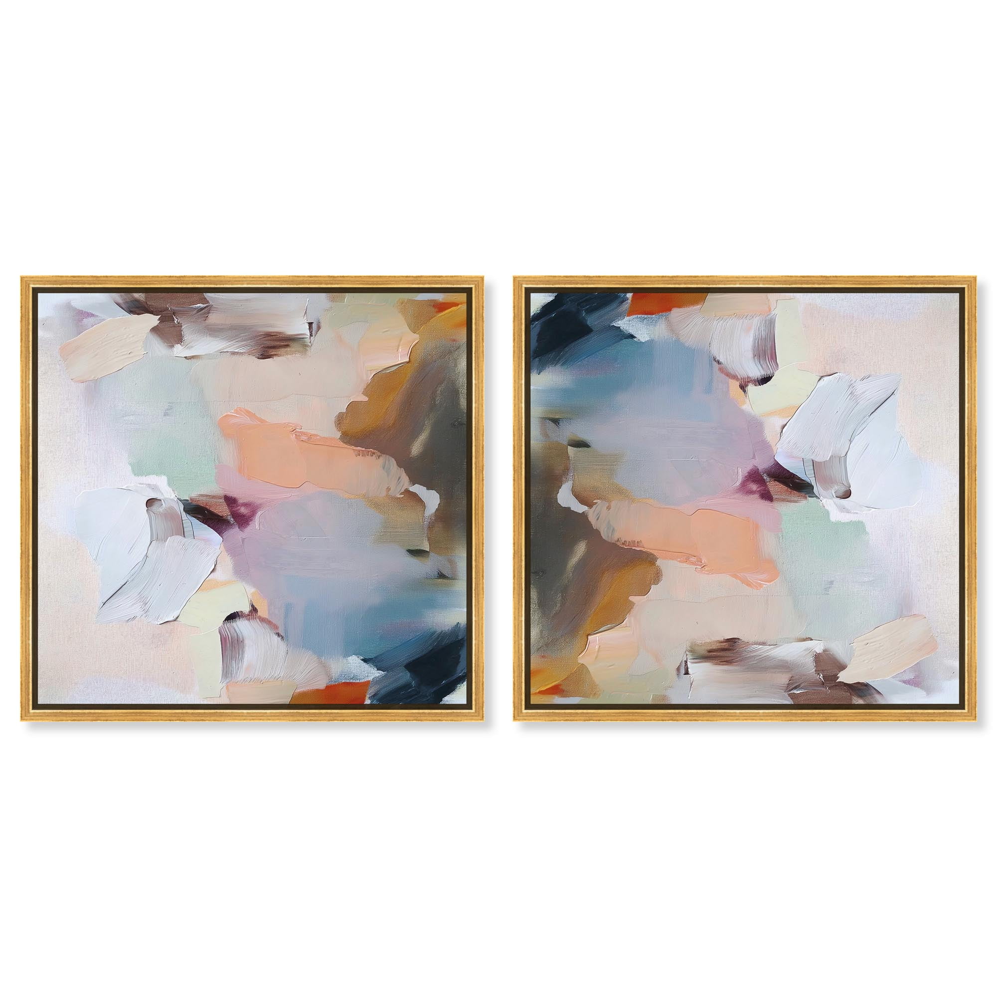 Art Remedy Maximalist Abstract Canvas, 16" x 16", Gold Frame, Neutral Nirvana II Set - Walmart.com