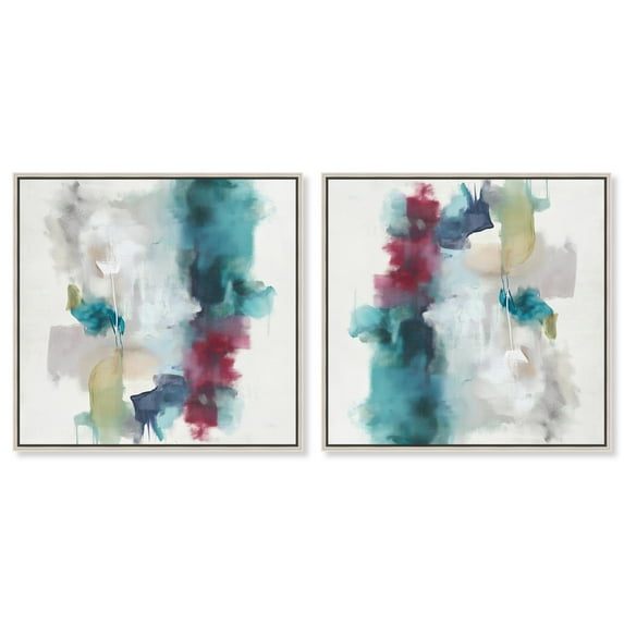 Art Remedy Minimal Abstract Canvas, 12" x 12", Silver Frame, Emerald ...