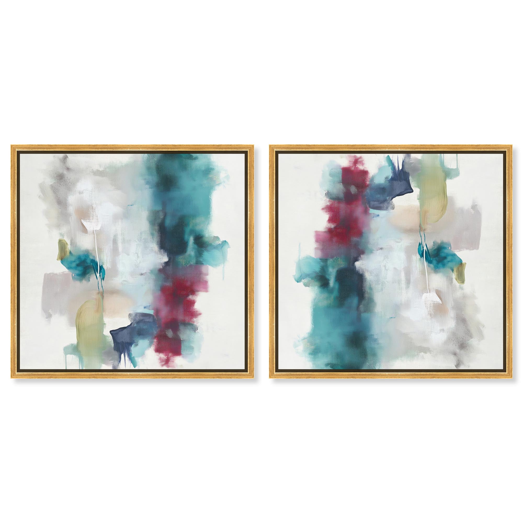 Art Remedy Minimal Abstract Canvas, 40" x 40", Gold Frame, Emerald Isle ...