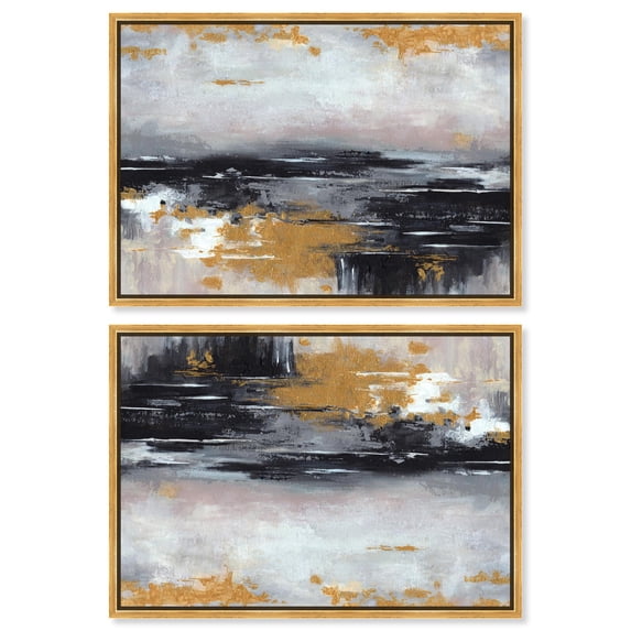Art Remedy Modern Boho Canvas, 30" x 20", Gold Frame, Glowing Water Set ...