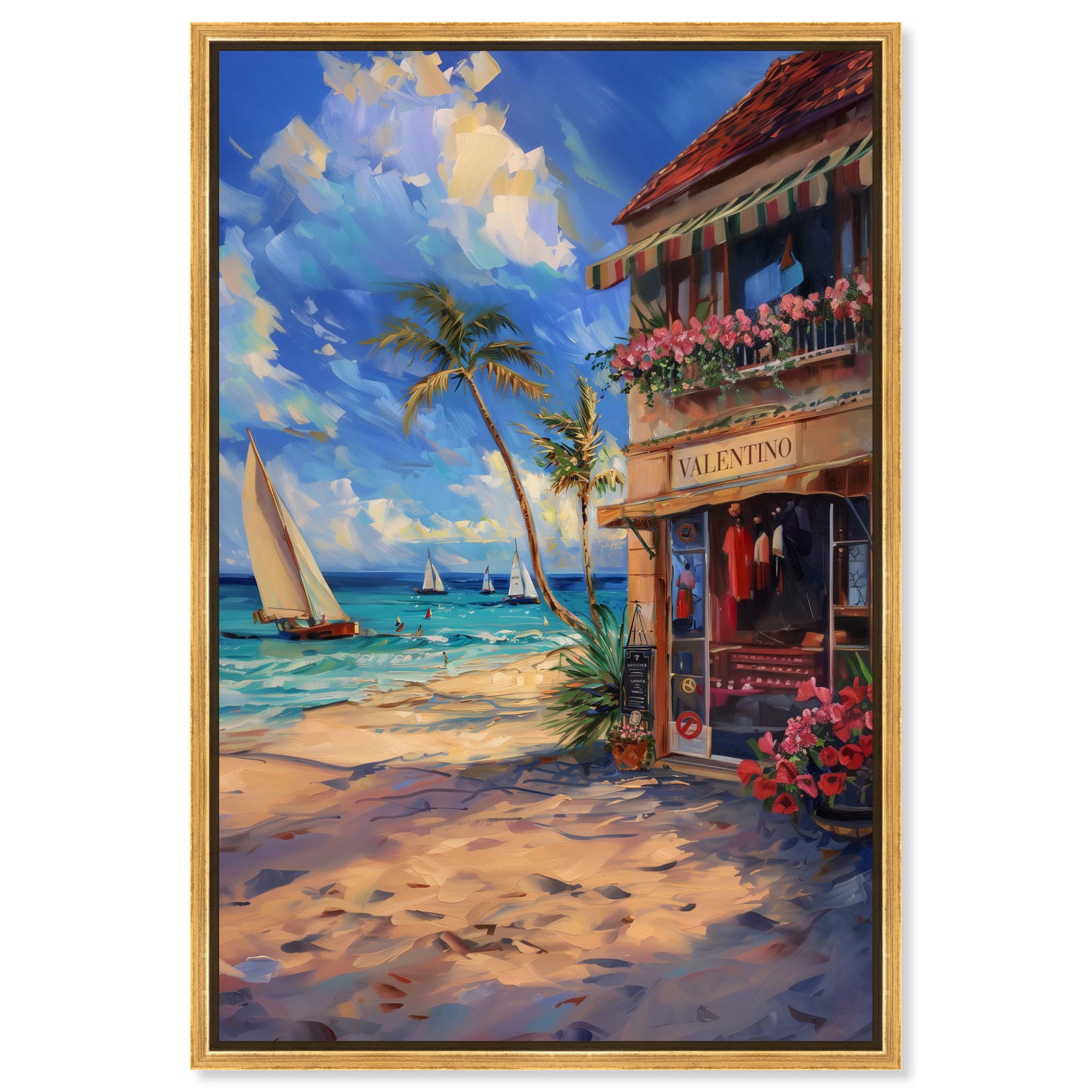 Art Remedy Modern Coastal Canvas, 20" x 30", Gold Frame, Shopping at ...