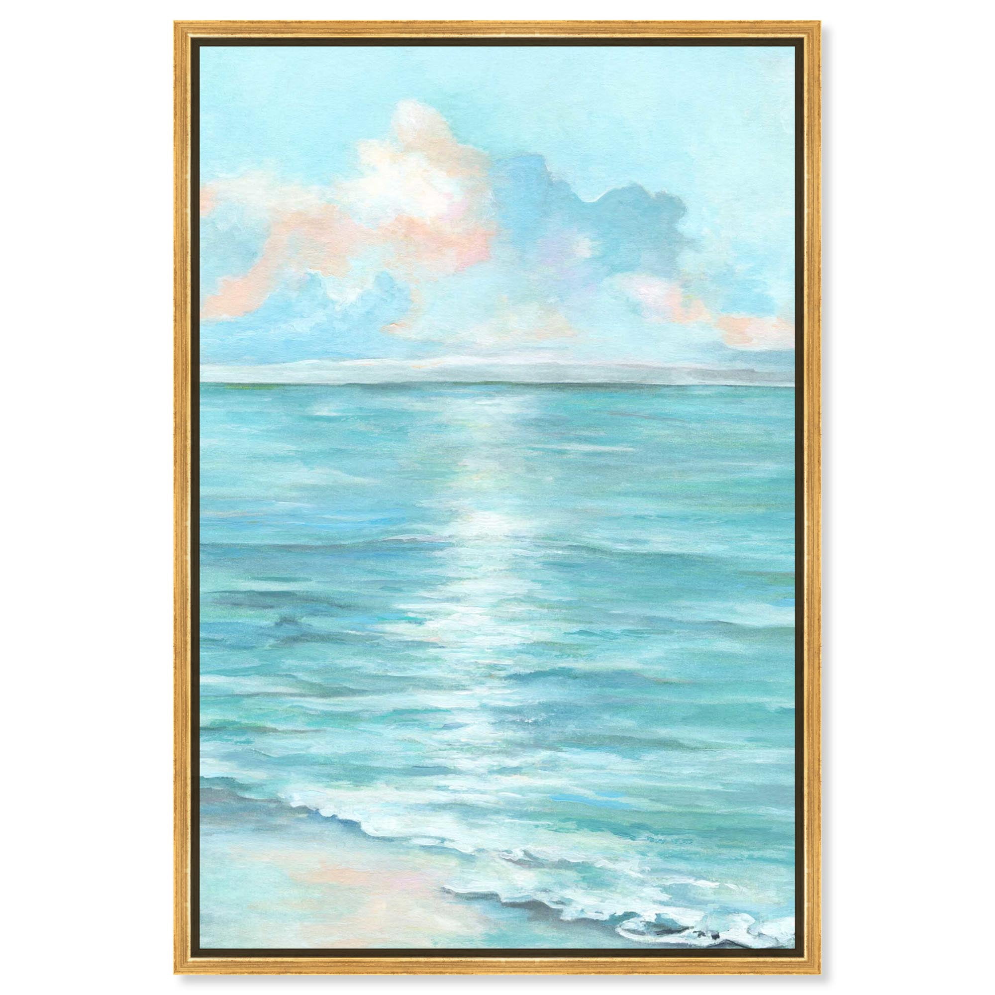 Art Remedy Modern Coastal Print Canvas, 16" x 24", Gold Frame, Oceans ...