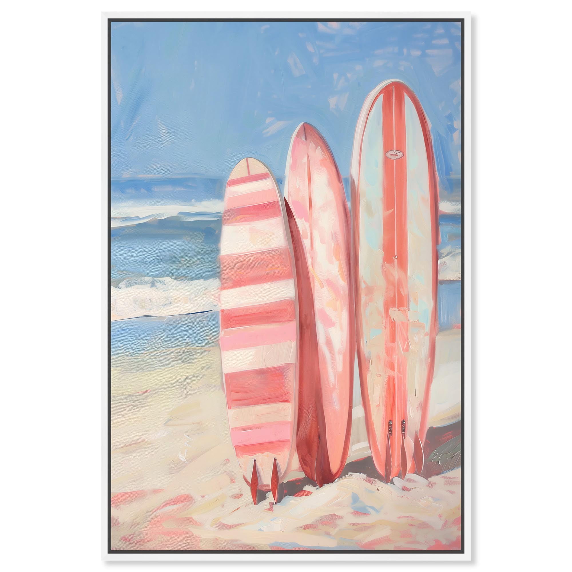 Art Remedy Modern Coastal Print Canvas, 20" x 30", White Frame, Pink ...