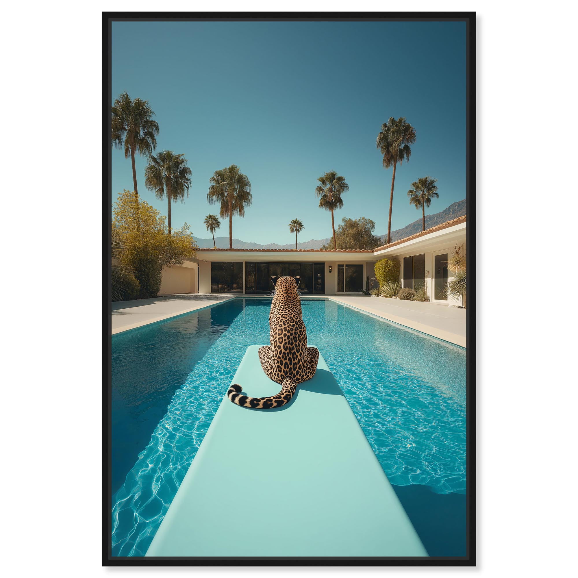 Art Remedy Modern Tiger Art Canvas, 10" x 15", Black Frame, Sitting and ...