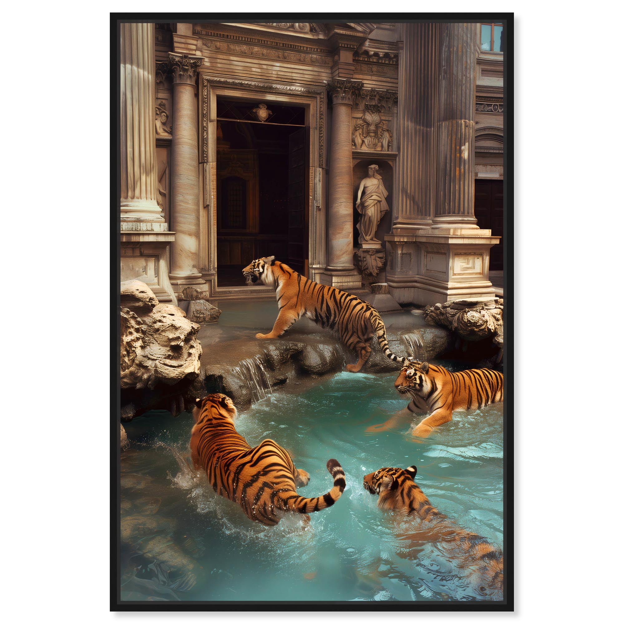 Art Remedy Modern Tiger Art Canvas, 10" x 15", Black Frame, Tigers at ...
