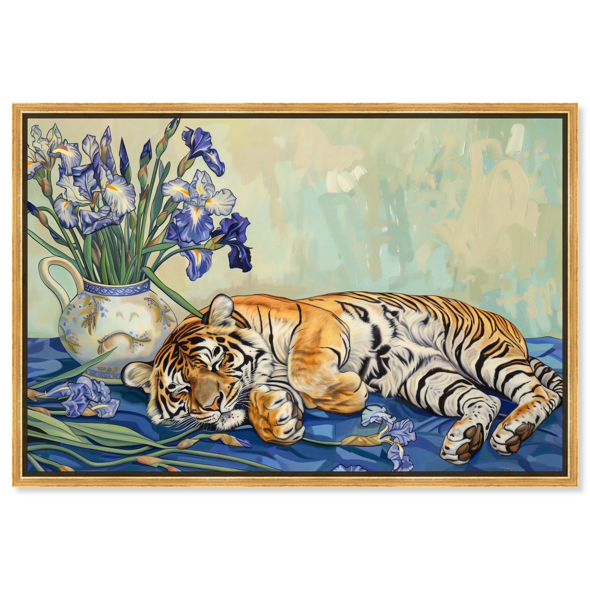 Art Remedy Modern Tiger Art Canvas, 24" x 16", Gold Frame, Sleeping ...