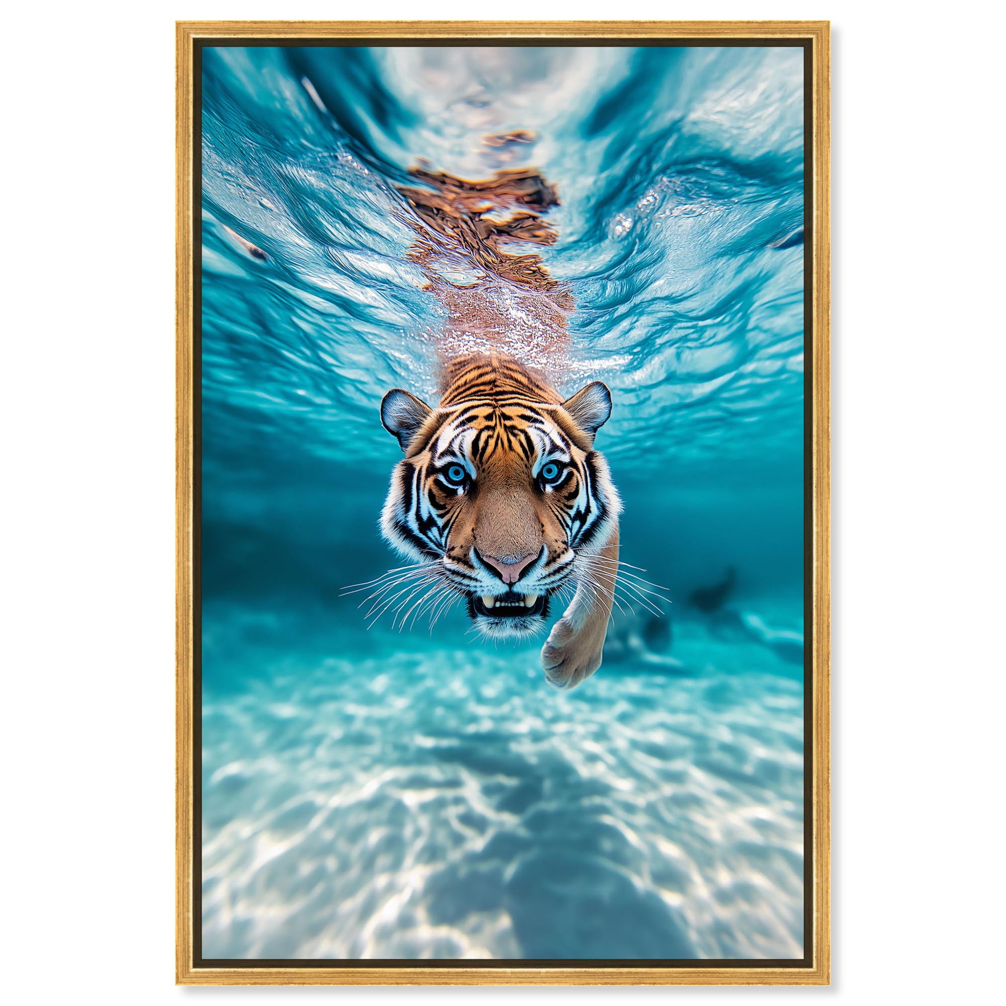 Art Remedy Modern Tiger Art Canvas, 36" x 54", Gold Frame, Eye of the ...