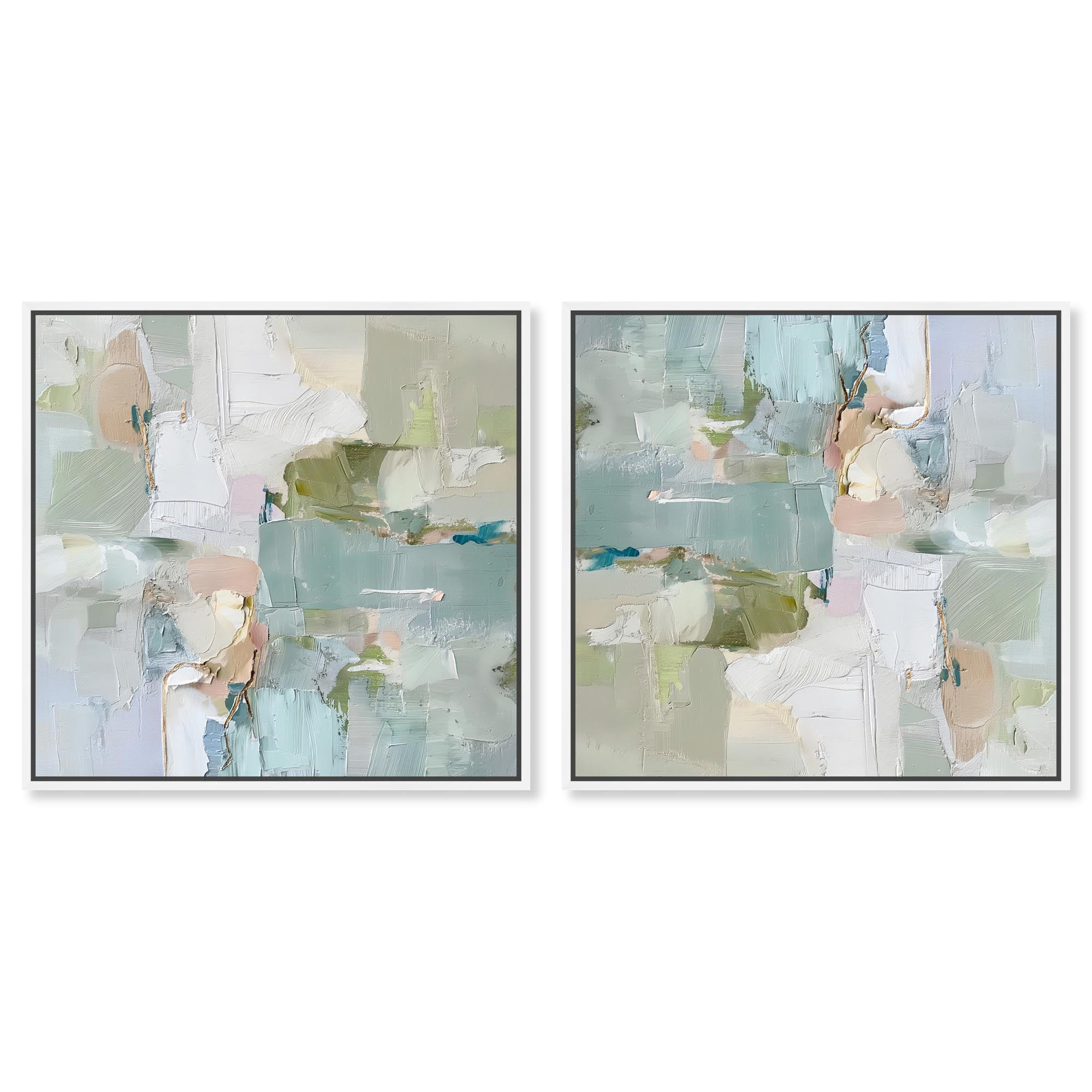 Art Remedy Modern Trendy Art Canvas, 20" x 20", White Frame, Jade Sweep I Set - Walmart.com