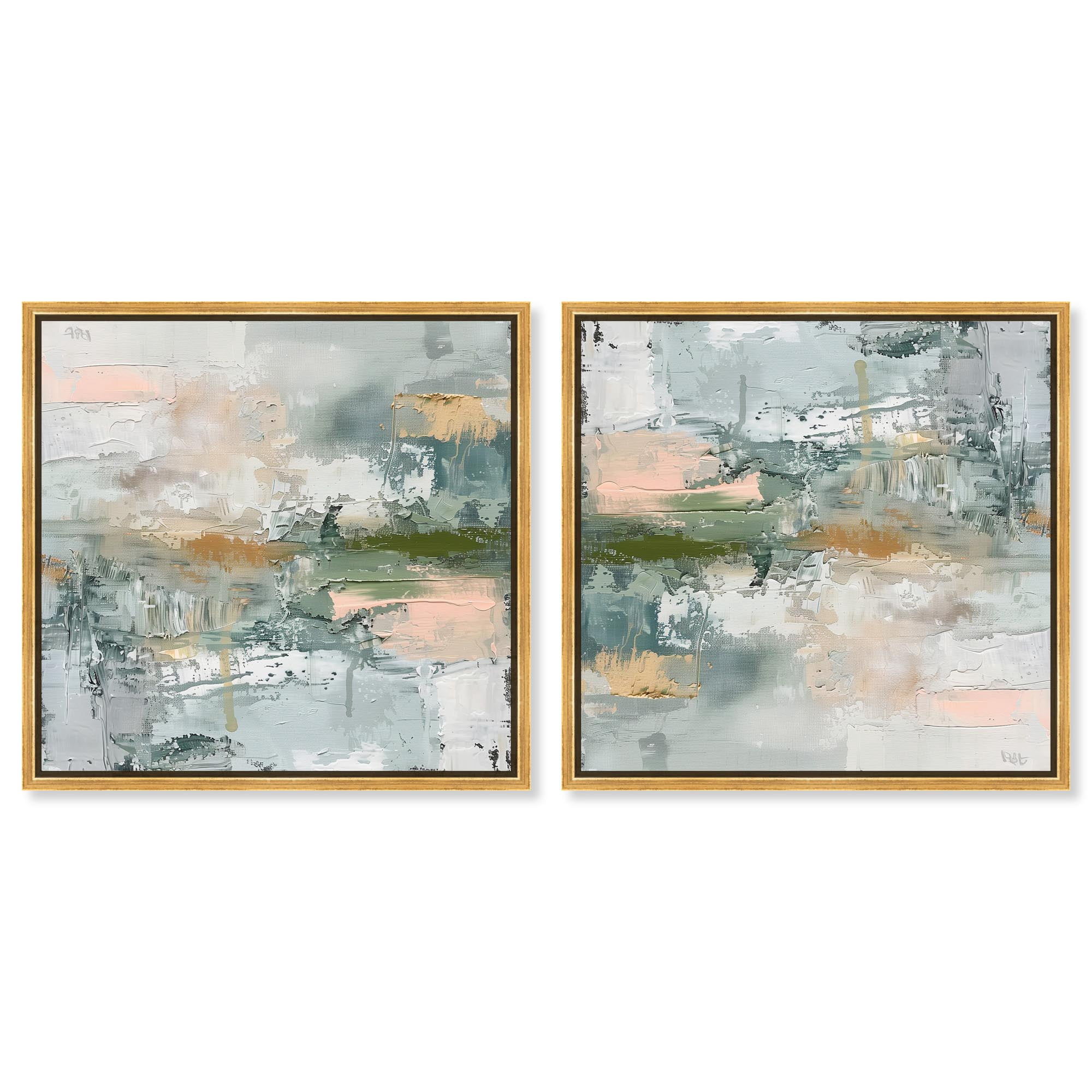 Art Remedy Modern Trendy Art Canvas, 24" x 24", Gold Frame, Verdant ...