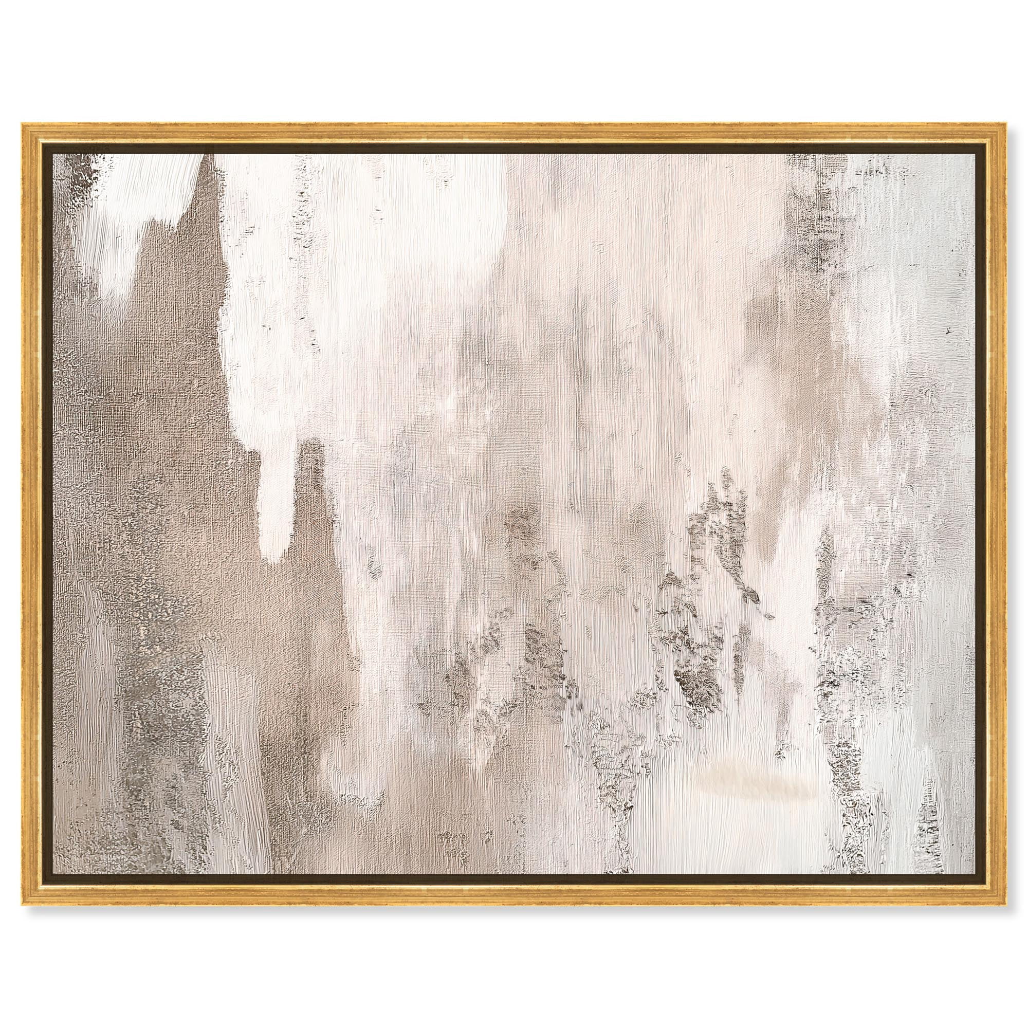 Art Remedy Muted Neutral Art Canvas, 45" x 36", Gold Frame, Striated ...