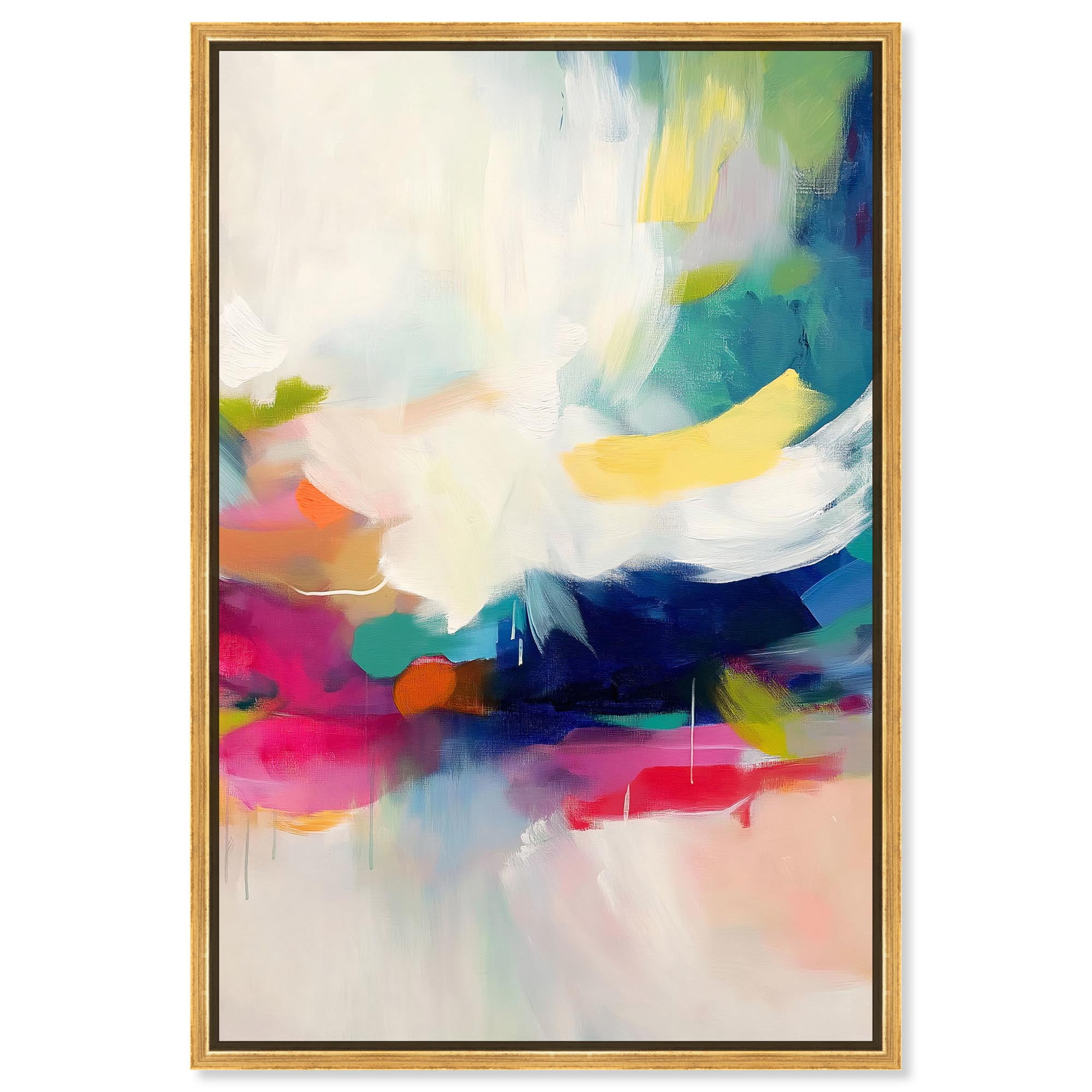 Art Remedy Neon Colors Abstract Canvas, 20" x 30", Gold Frame, Riot of ...