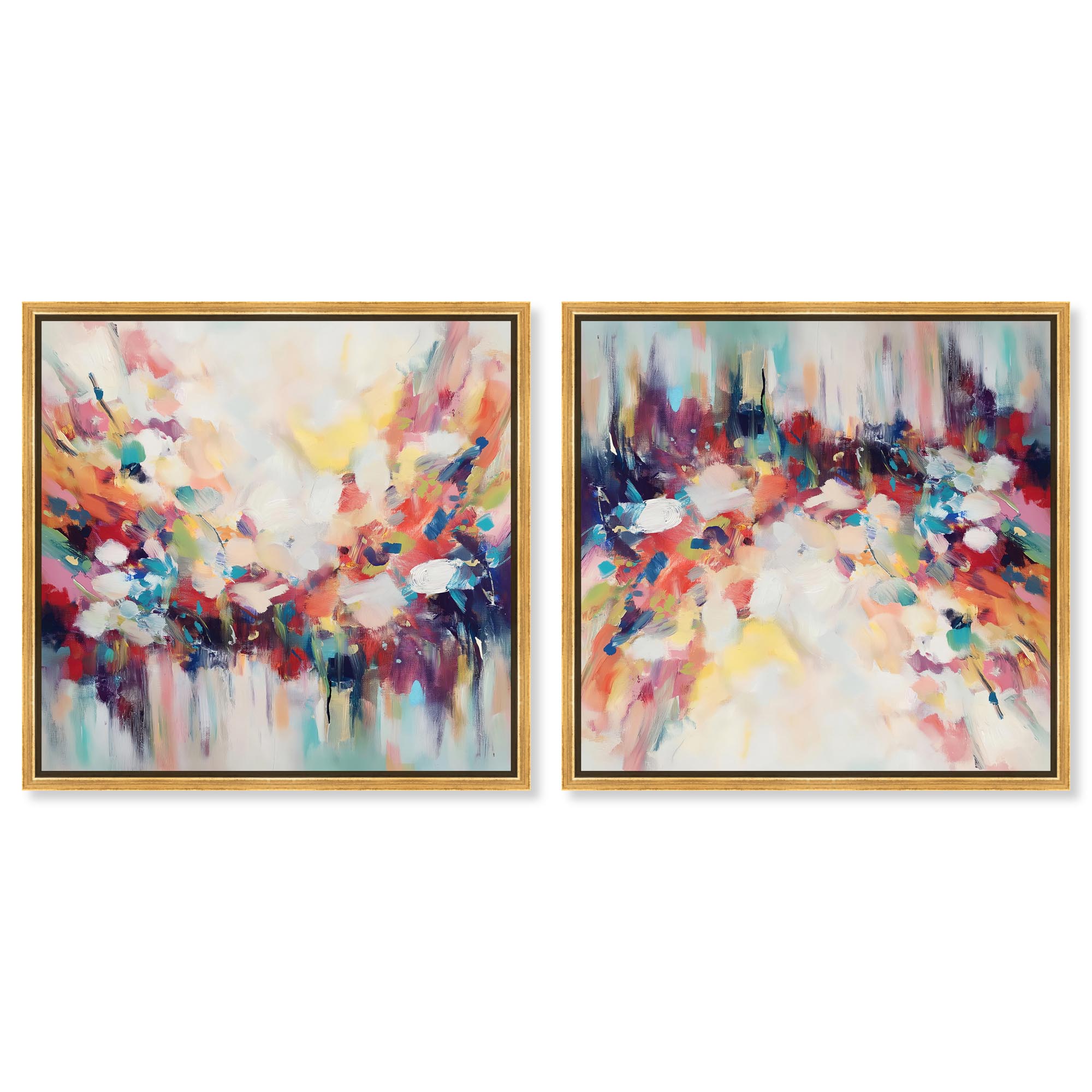 Art Remedy Pastel Hue Abstract Canvas, 20" x 20", Gold Frame, Joyful ...