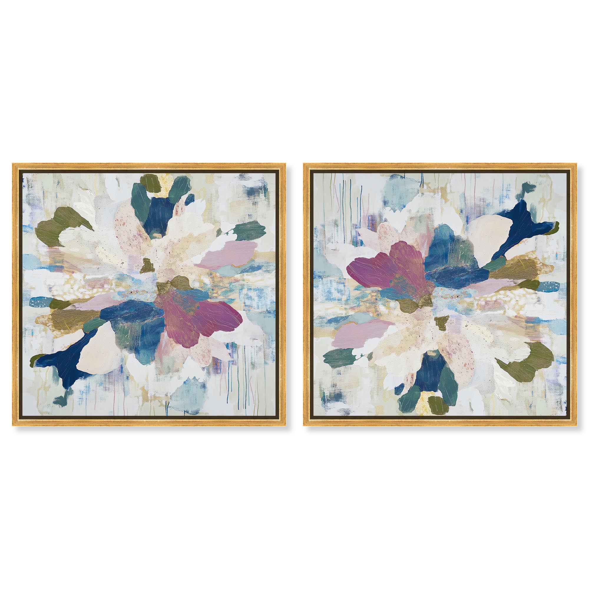 Art Remedy Pastel Hue Abstract Canvas, 30" x 30", Gold Frame, Unfurling ...