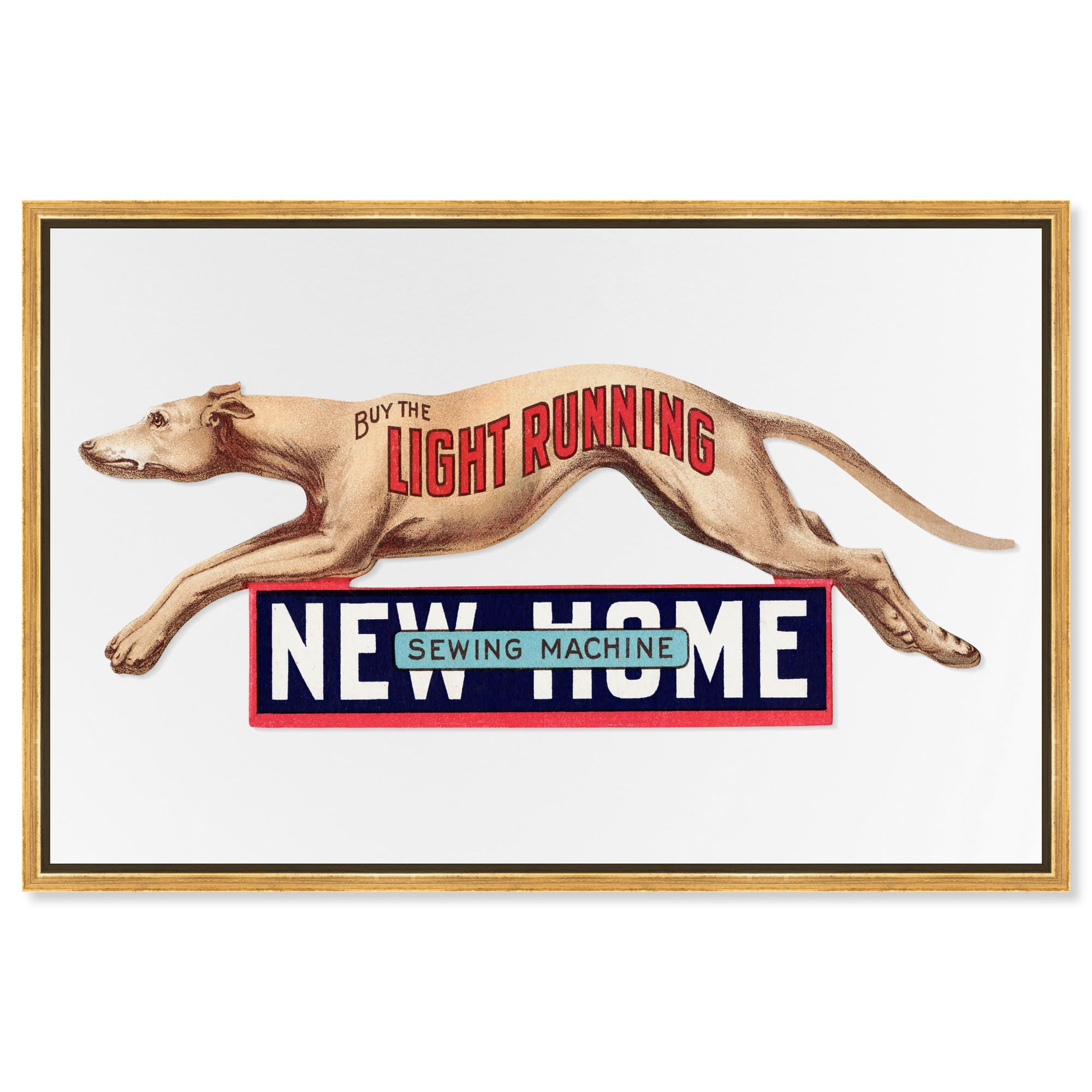 Art Remedy Retro Posters Canvas, 54" x 36", Gold Frame, New Home Sewing ...