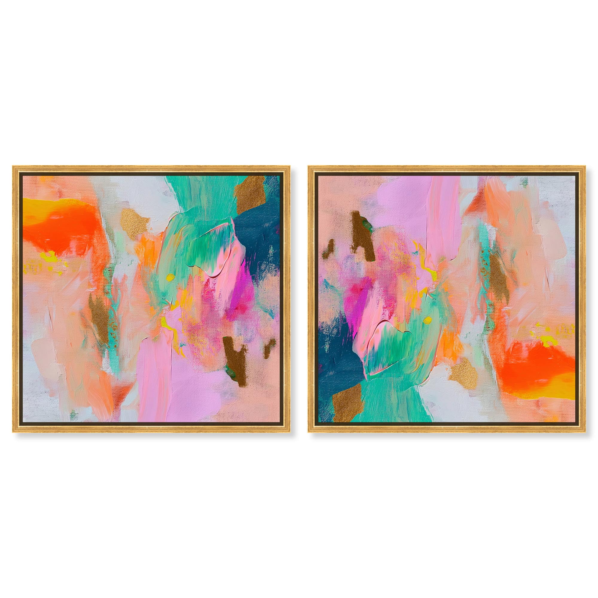Art Remedy Saturaded Colors Art Canvas, 12" x 12", Gold Frame, Fusion ...