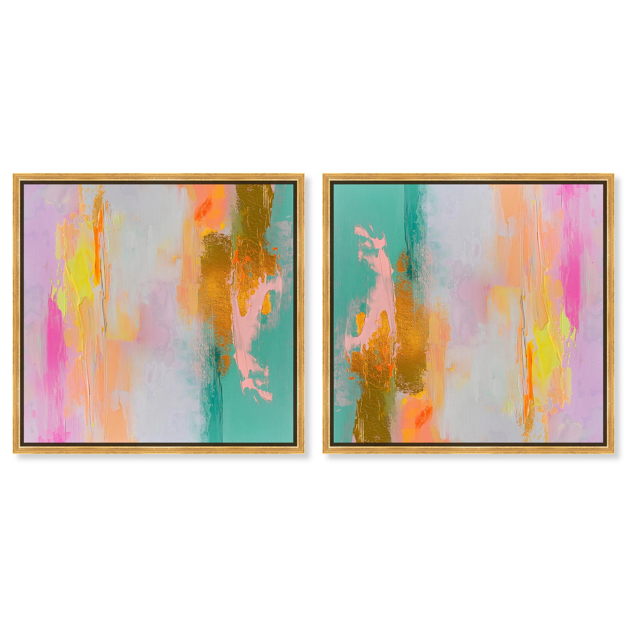 Art Remedy Saturaded Colors Art Canvas, 20" x 20", Gold Frame, Golden ...