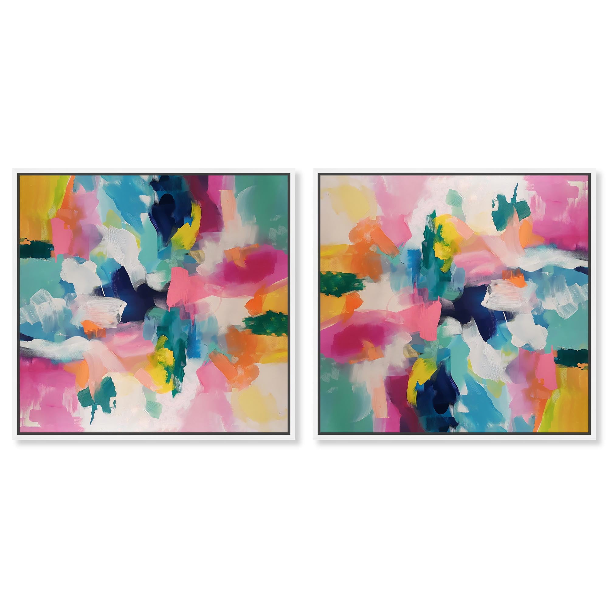 Art Remedy Saturaded Colors Art Canvas, 20" x 20", White Frame, Glazed ...