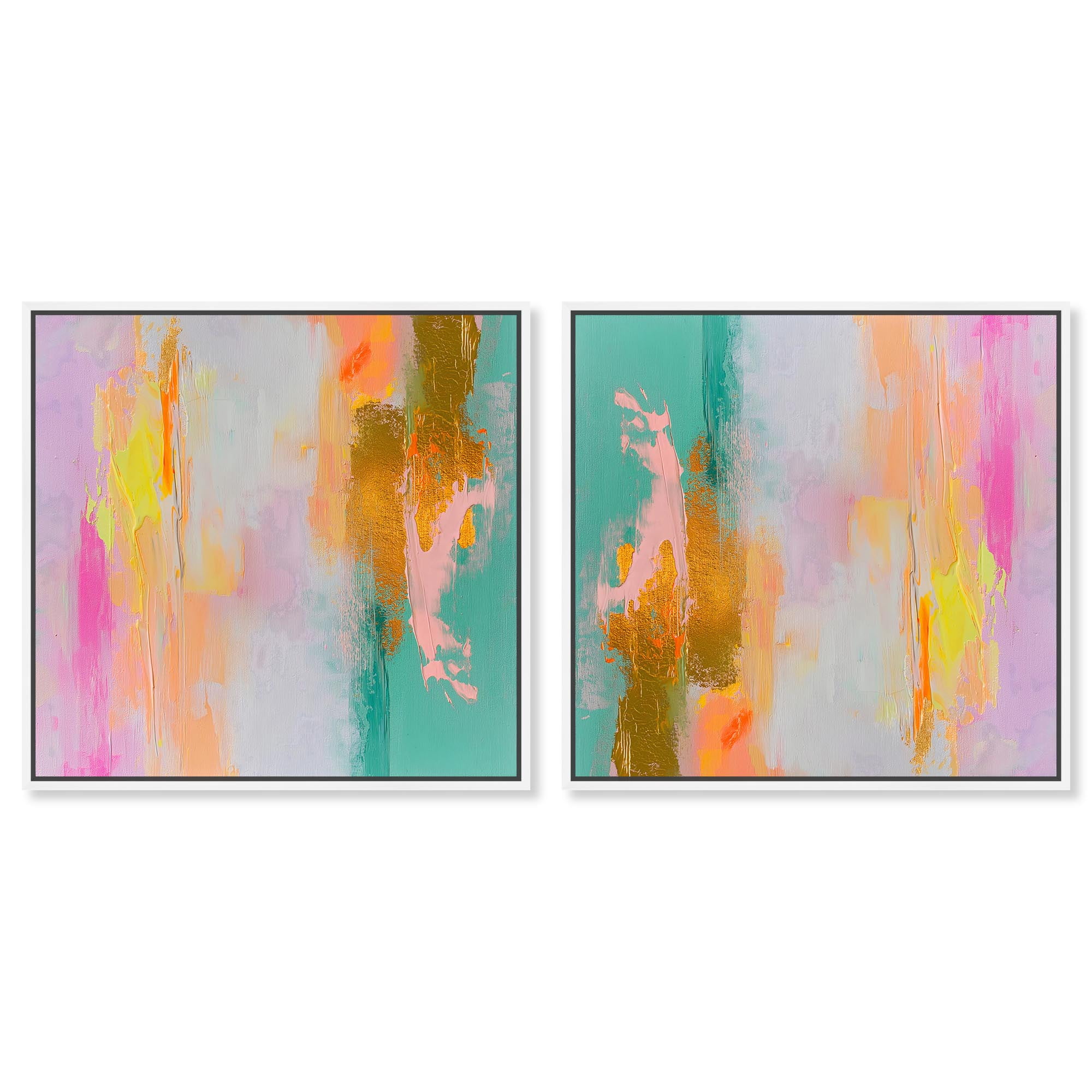 Art Remedy Saturaded Colors Art Canvas, 20" x 20", White Frame, Golden ...