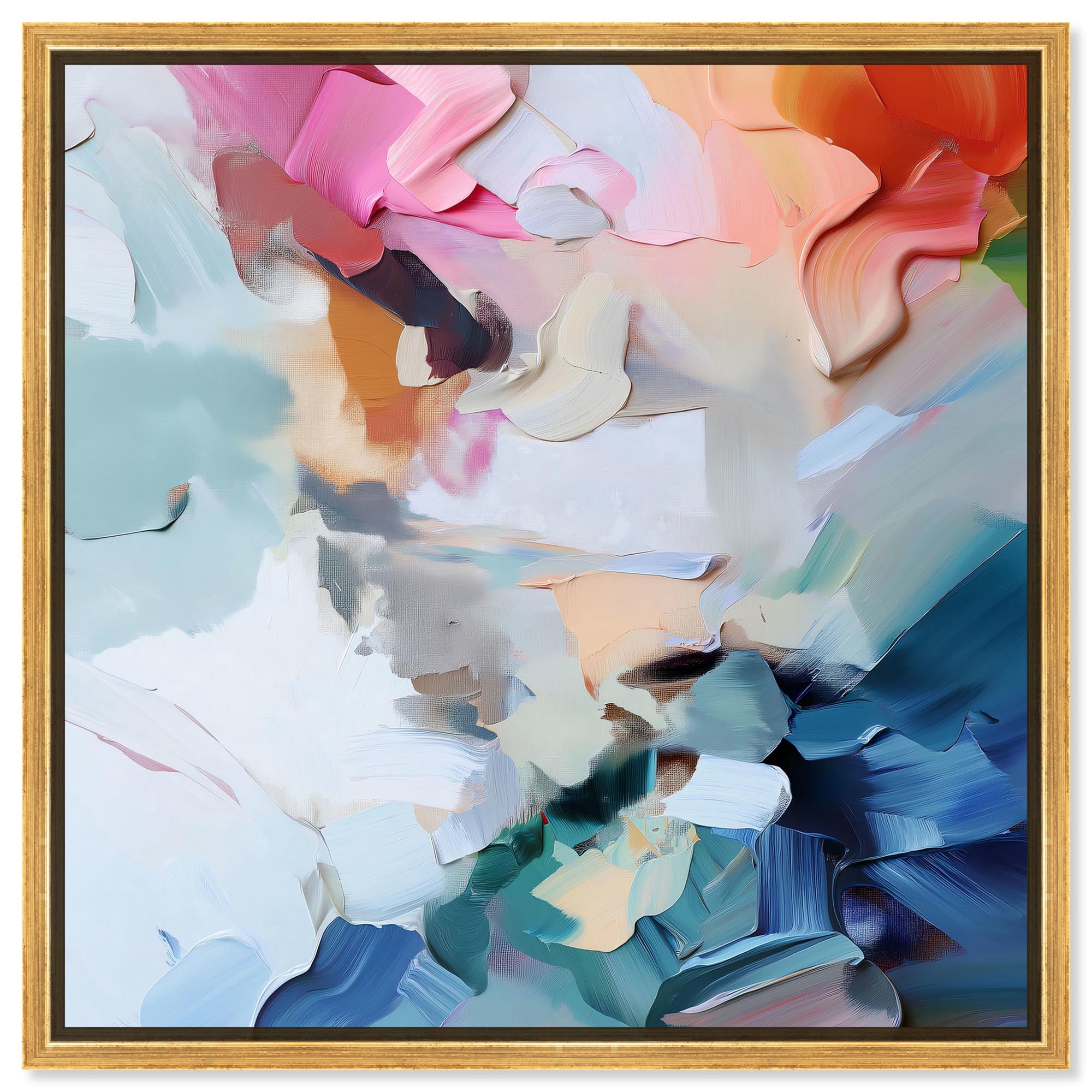 Art Remedy Soft Color Abstracts Canvas, 40" x 40", Gold Frame, Rainbow ...