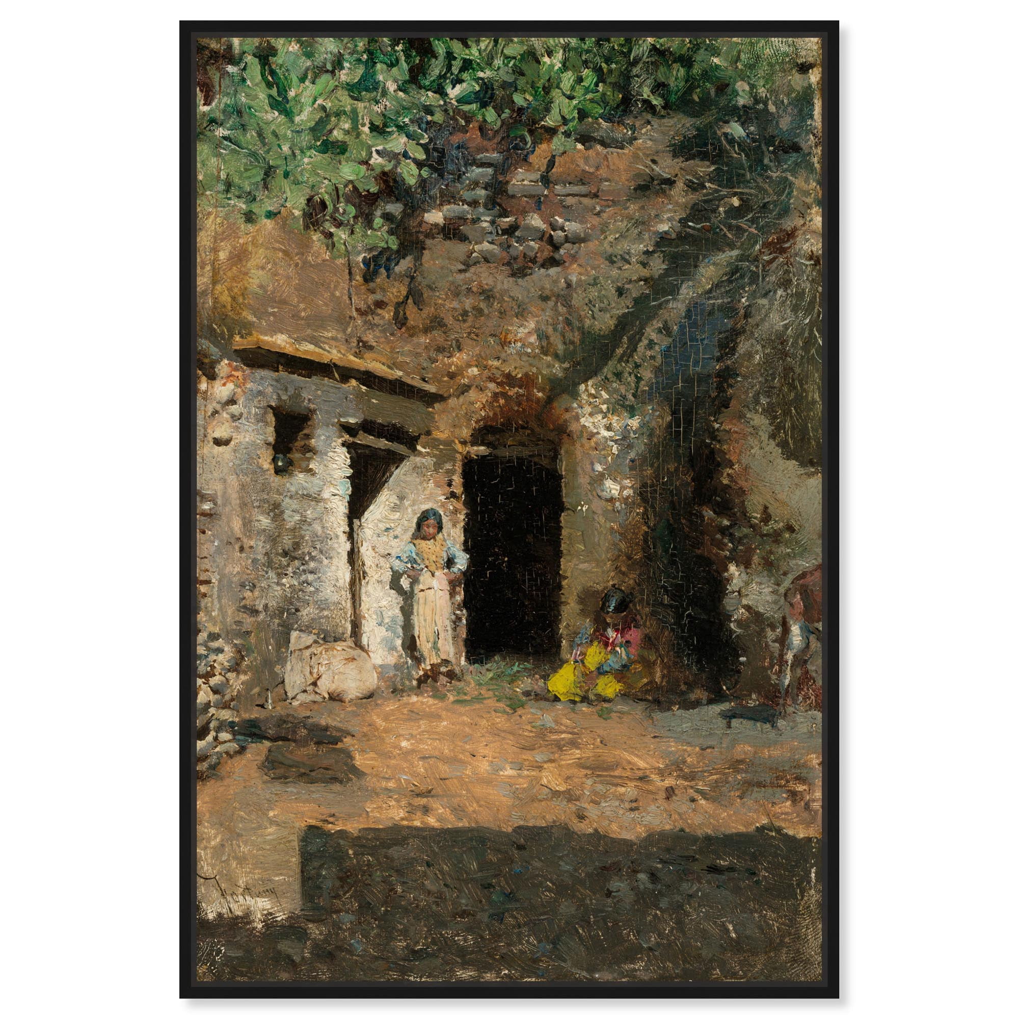 Art Remedy Vintage Paintings Canvas, 36" x 54", Black Frame, Fortuny ...
