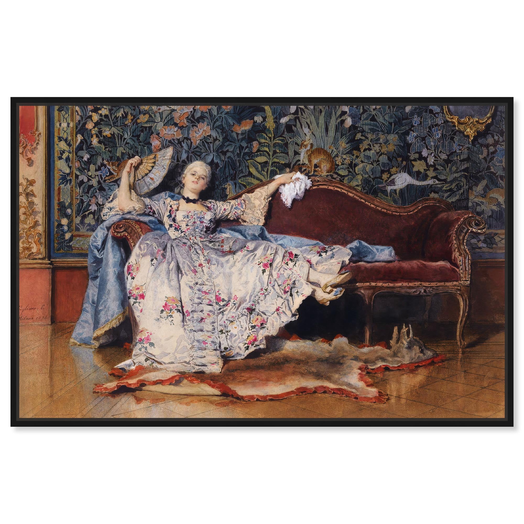 Art Remedy Vintage Portraits Canvas, 45" x 30", Black Frame, Lady with ...